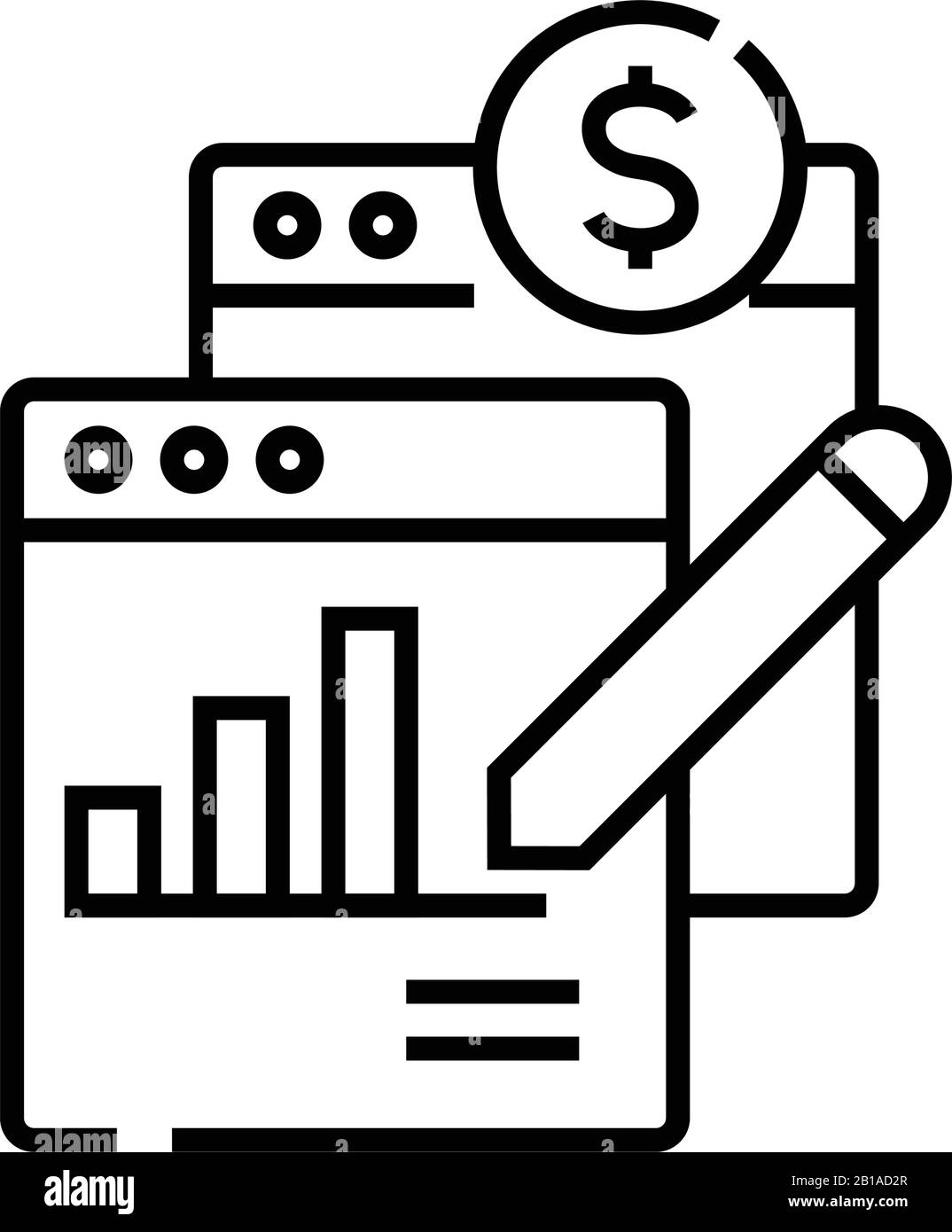 Development report line icon, concept sign, outline vector illustration ...