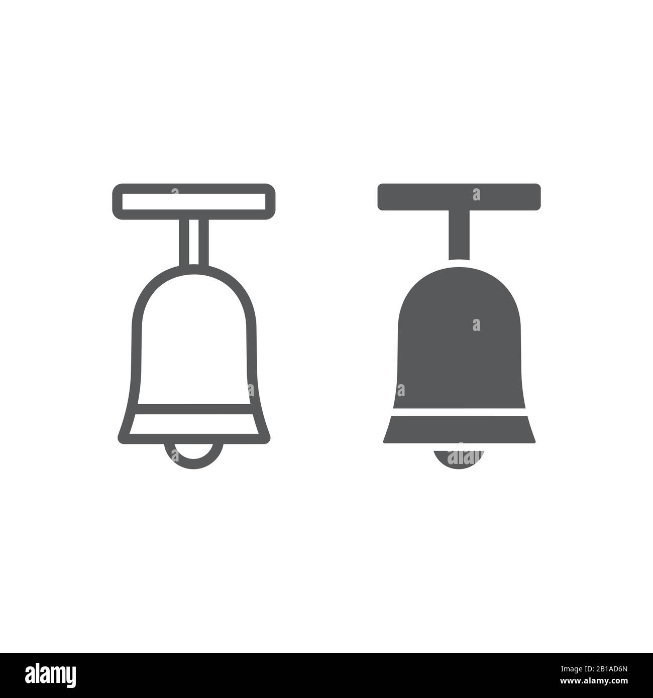 Standing bell line and glyph icon, easter and religion, bell sign ...