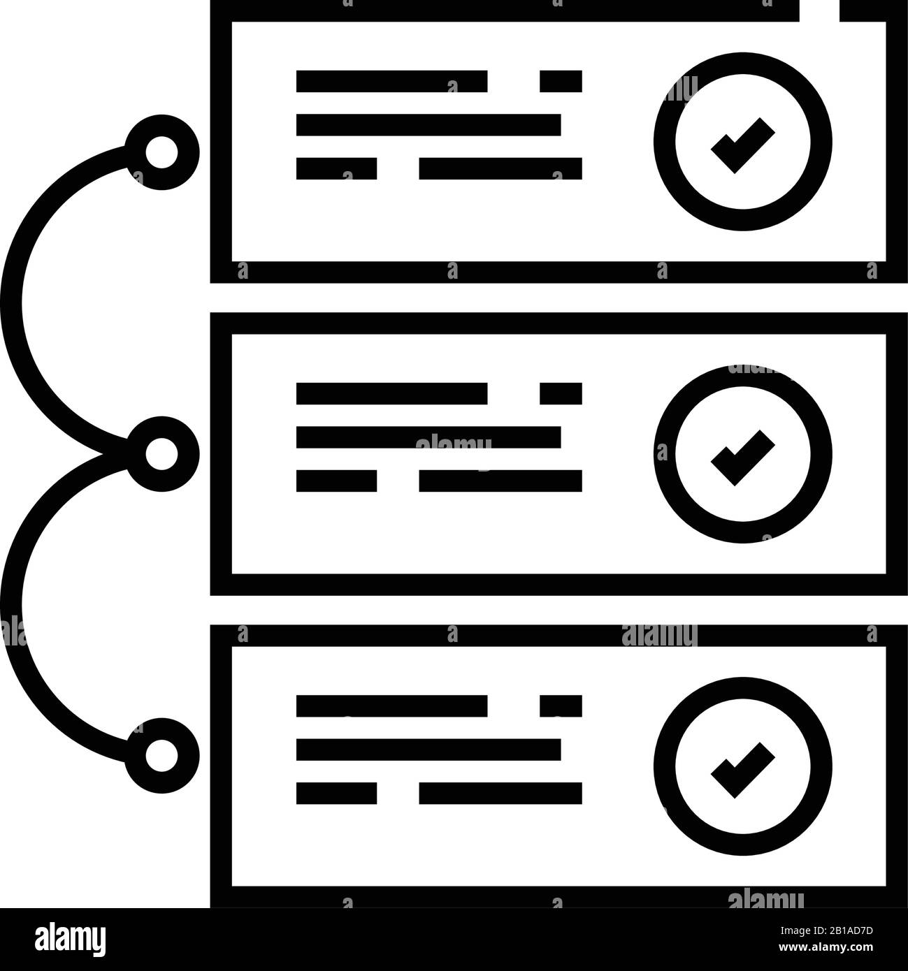 Connected tasks line icon, concept sign, outline vector illustration ...