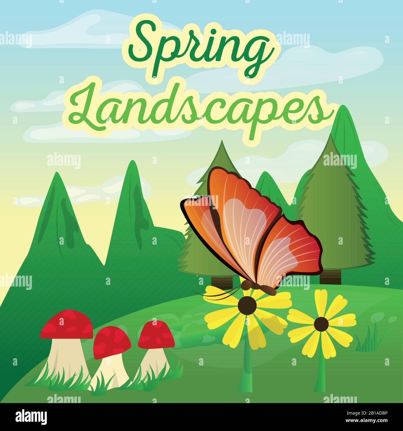 Natural spring landscape Stock Vector Image & Art - Alamy