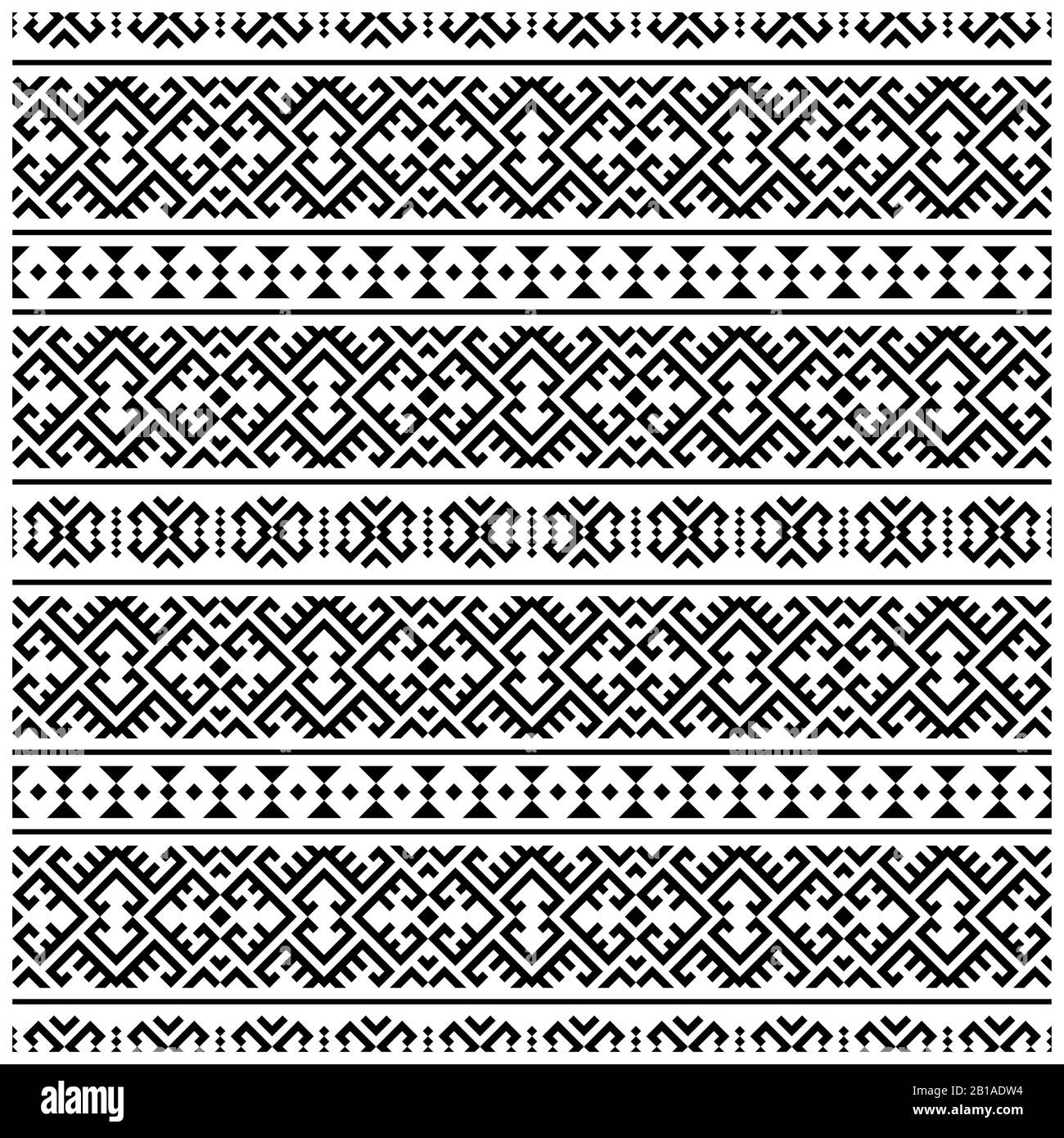 Vector ethnic seamless pattern black white color, abstract geometric ...