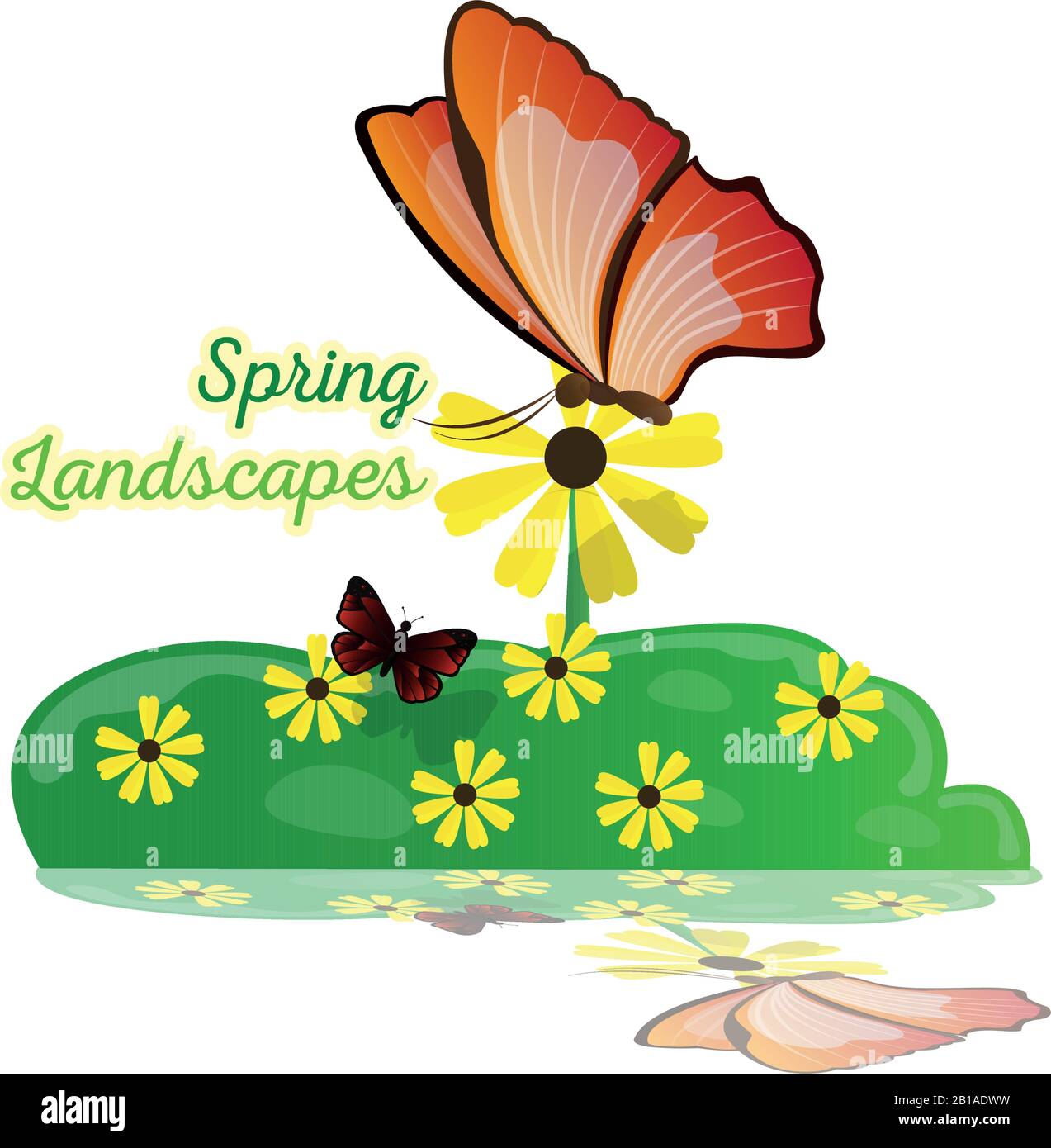 Beautiful butterfly over a spring landscape Stock Vector Image & Art ...