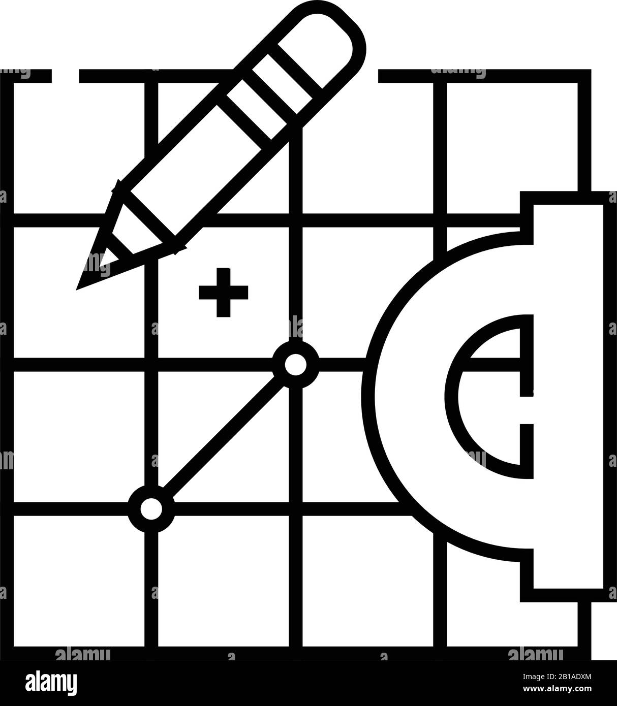 Creating drawing line icon, concept sign, outline vector illustration ...