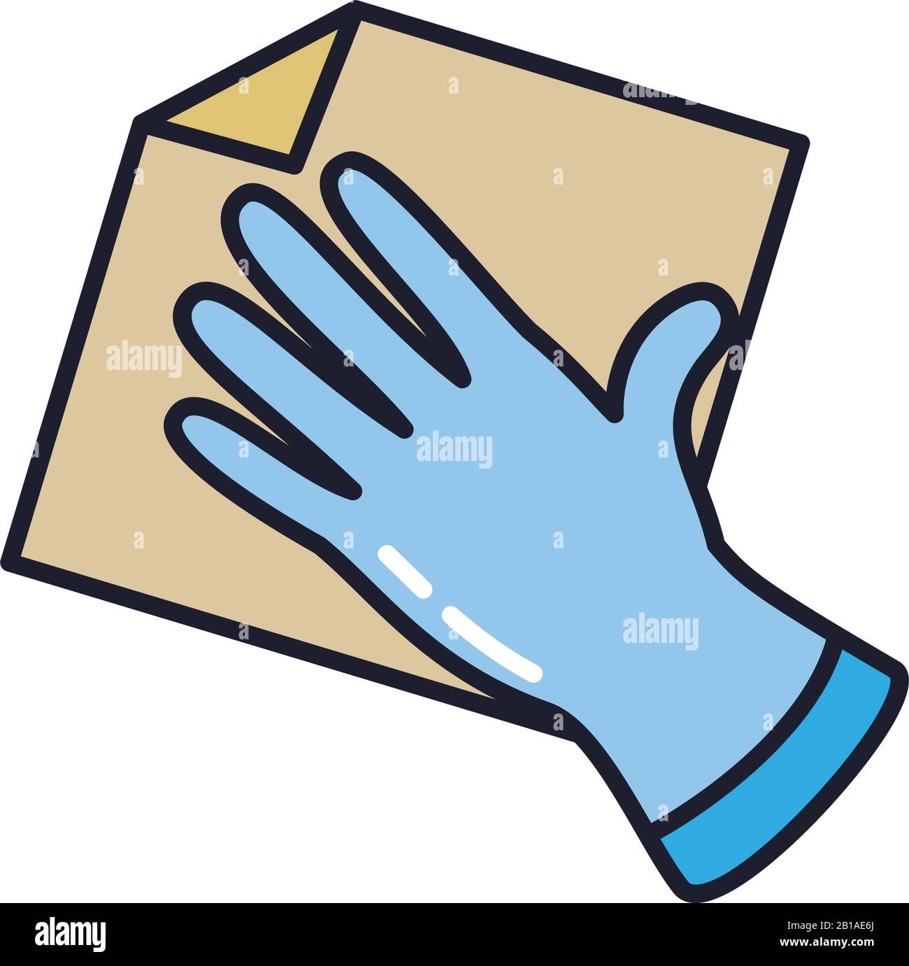 glove with rag line and fill style icon design, Cleaning service wash ...