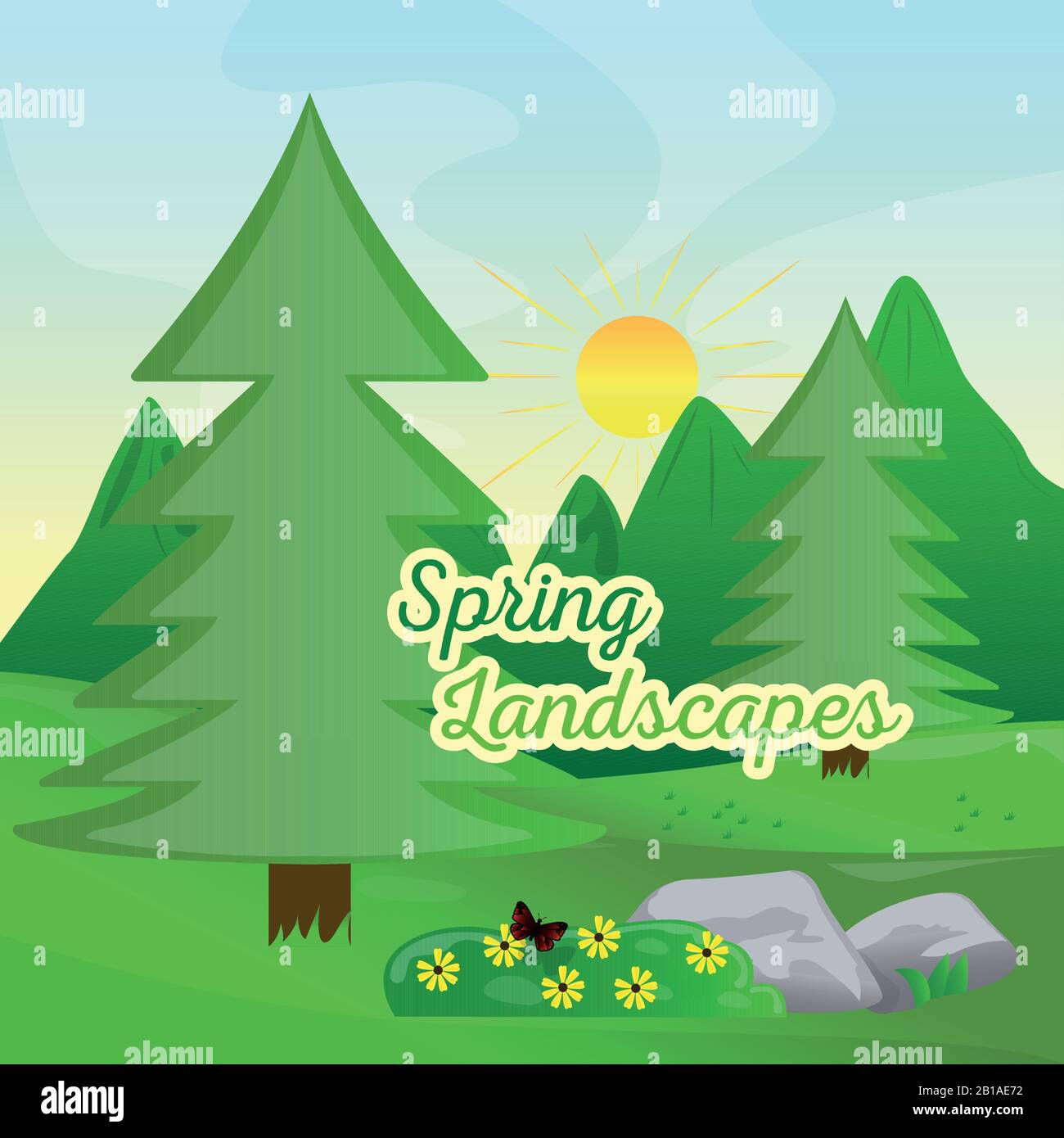 Natural spring landscape Stock Vector Image & Art - Alamy