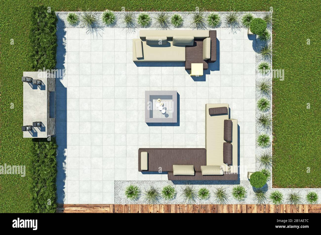 recreation area with sofas top view. 3d rendering Stock Photo - Alamy