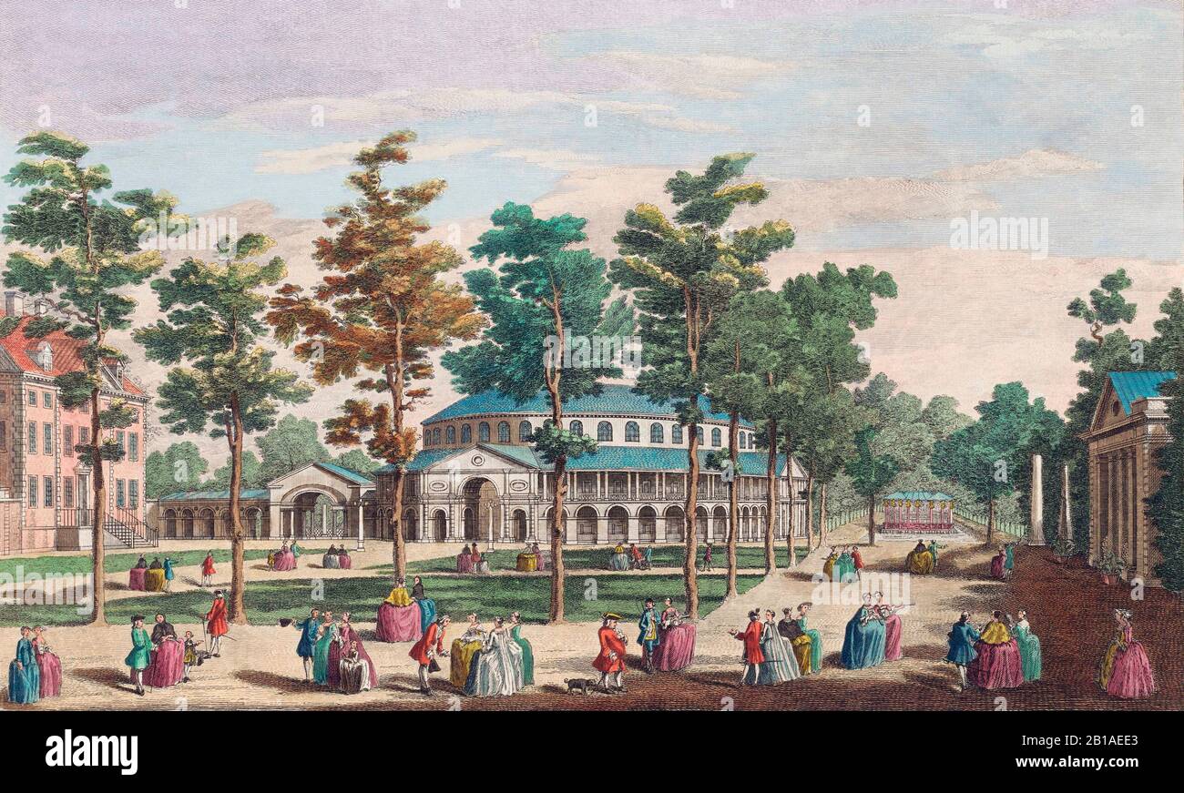 A view of the Rotunda, House, & Gardens, &c. at Ranelagh. From an ...