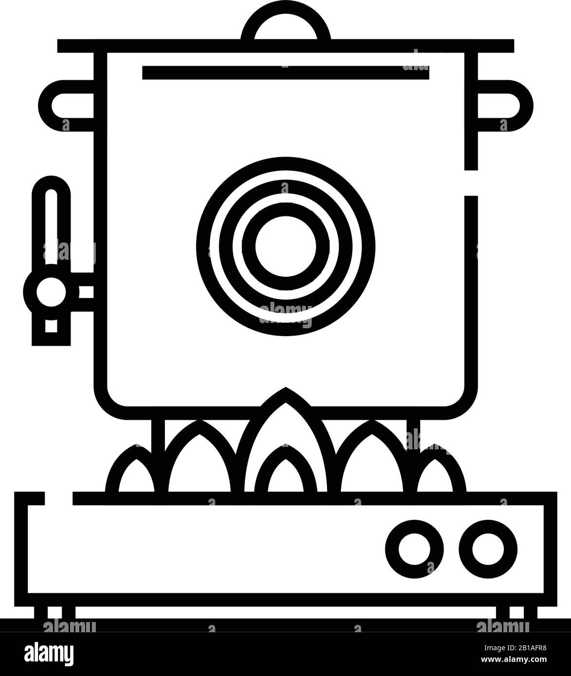 Cooking on fire line icon, concept sign, outline vector illustration ...