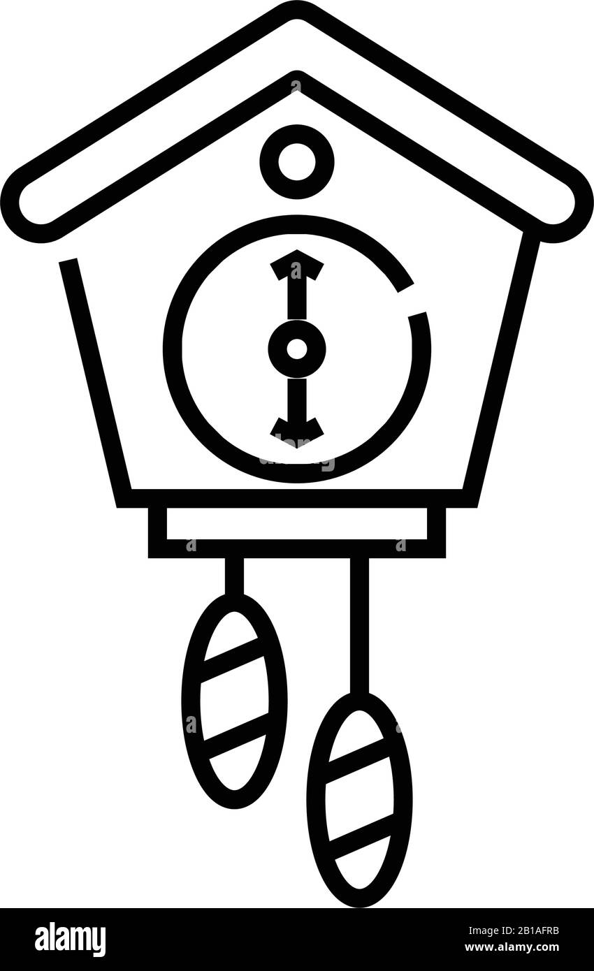 Cuckoo clocks line icon, concept sign, outline vector illustration ...