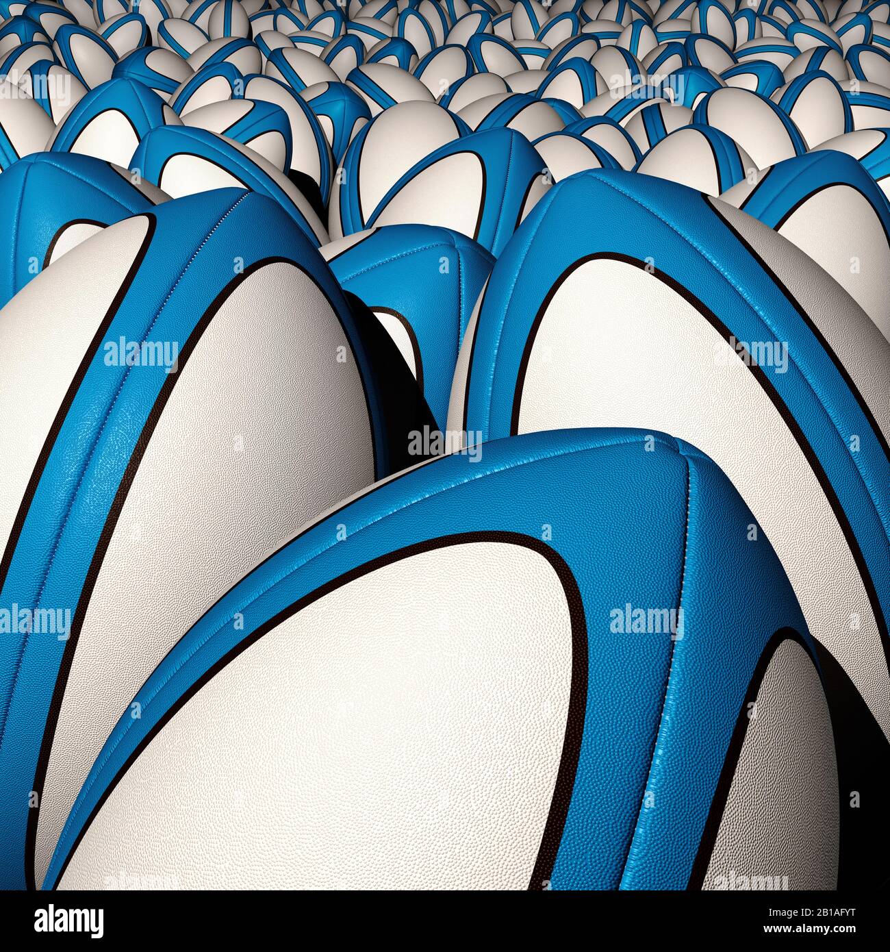 Rugby ball close up. Rugby ball stretching to infinity. Studio still ...