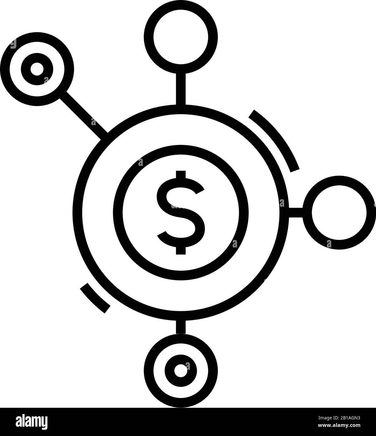 Dividing money line icon, concept sign, outline vector illustration ...