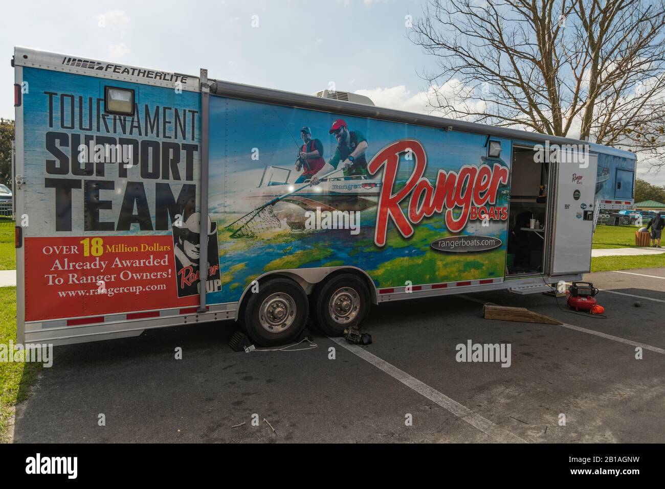 Ranger Boat Support Team Trailer at FLW Fishing Tournament Stock Photo ...