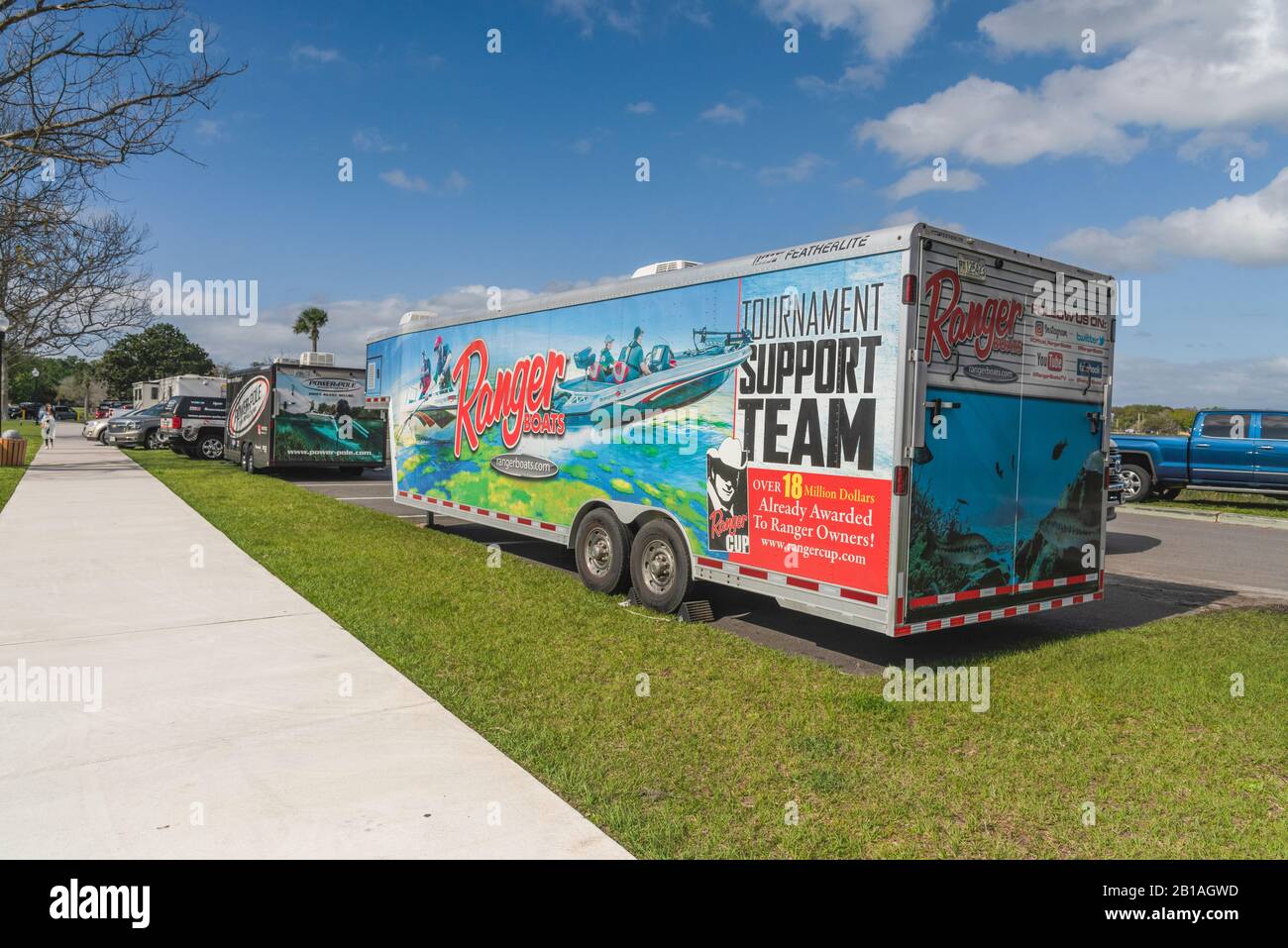 Ranger Boat Support Team Trailer at FLW Fishing Tournament Stock Photo ...