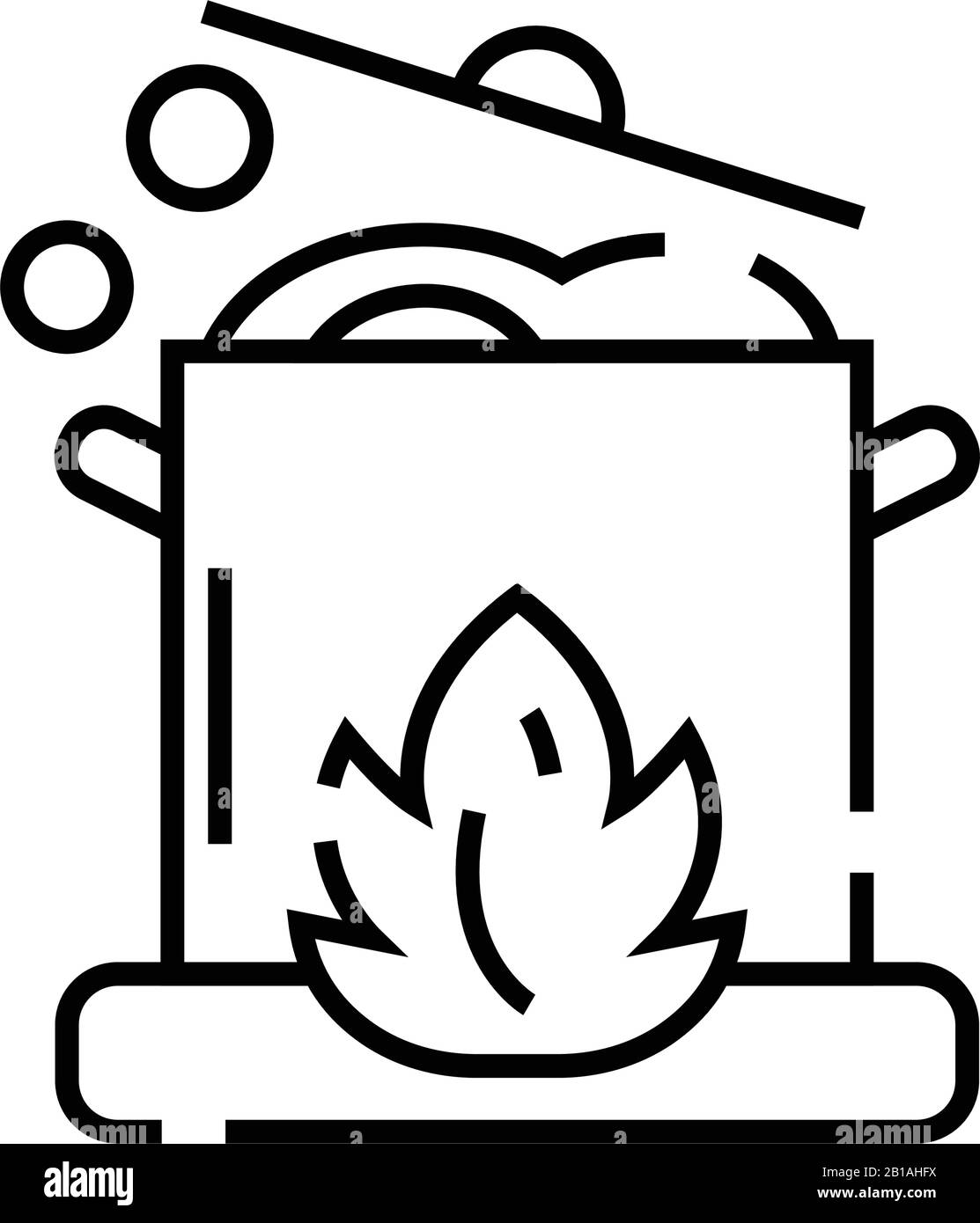 Cooking on open fire line icon, concept sign, outline vector ...