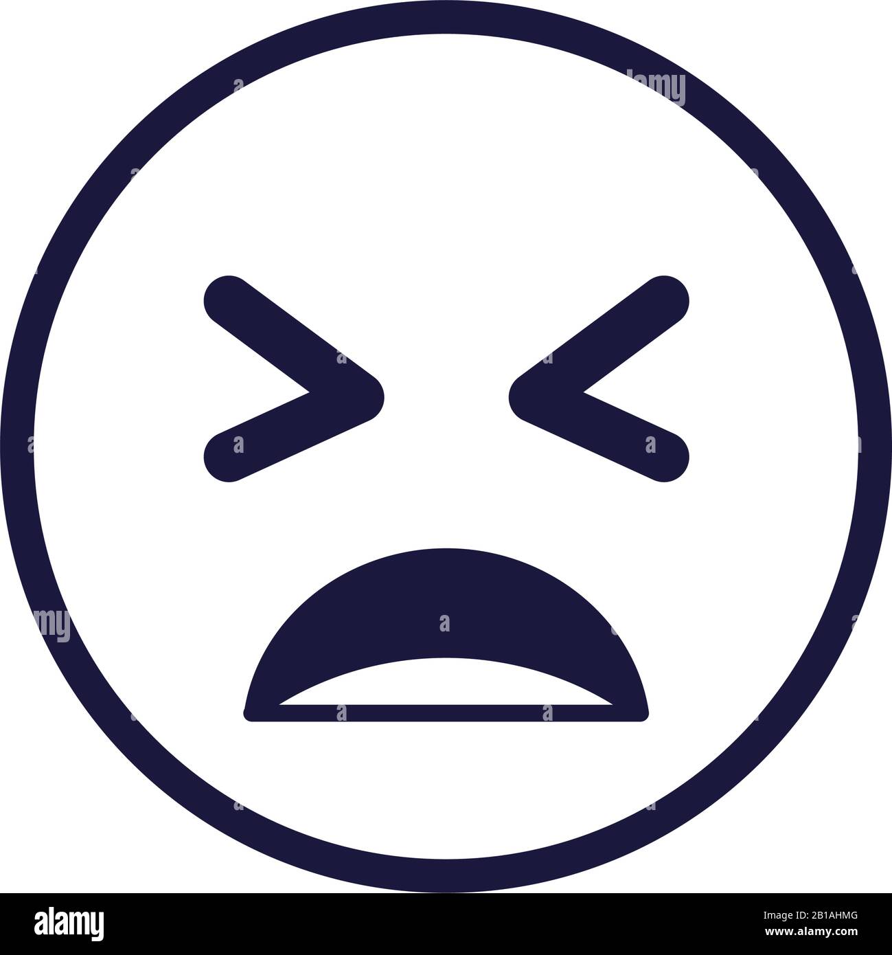 Frustrated emoji face flat style icon design, Cartoon expression cute ...