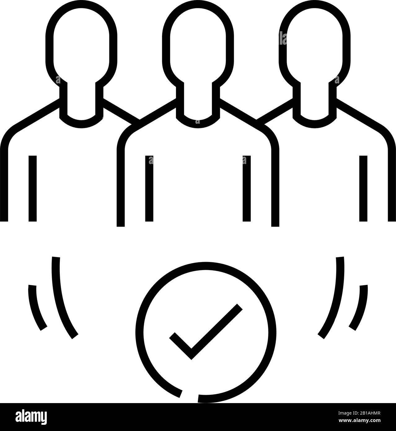 Connecting people line icon, concept sign, outline vector illustration ...