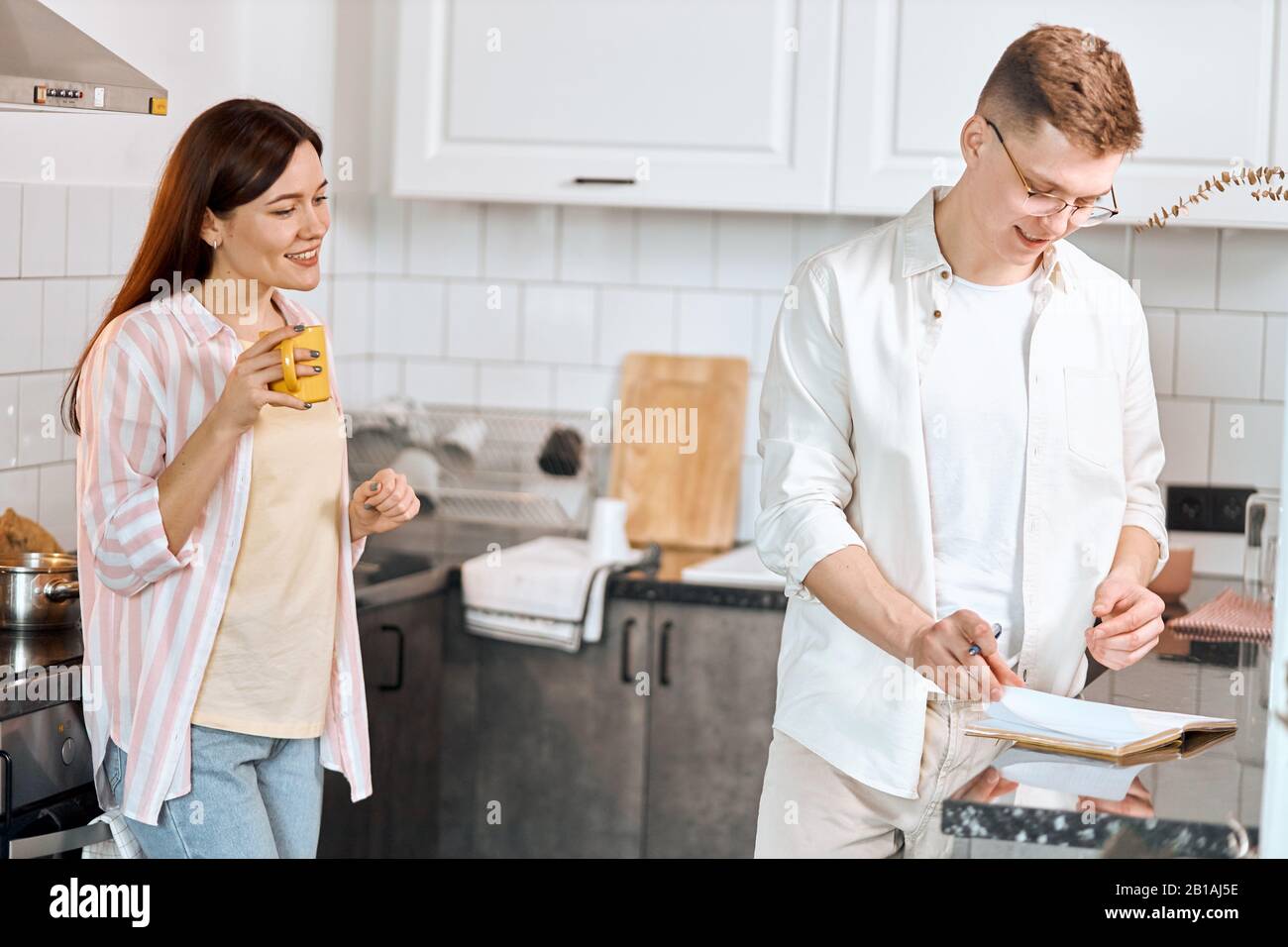 young talented successful writer sharing with his ideas with his ...