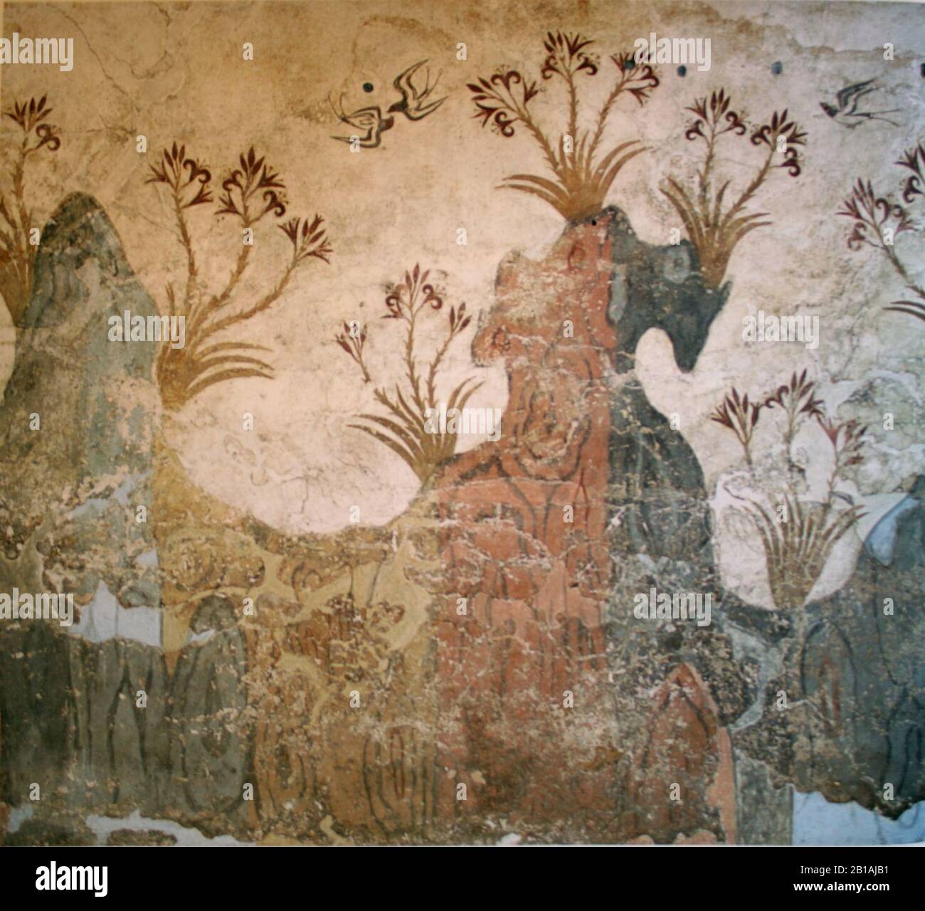 Fresque du printemps, Akrotiri, Grèce Stock Photo - Alamy