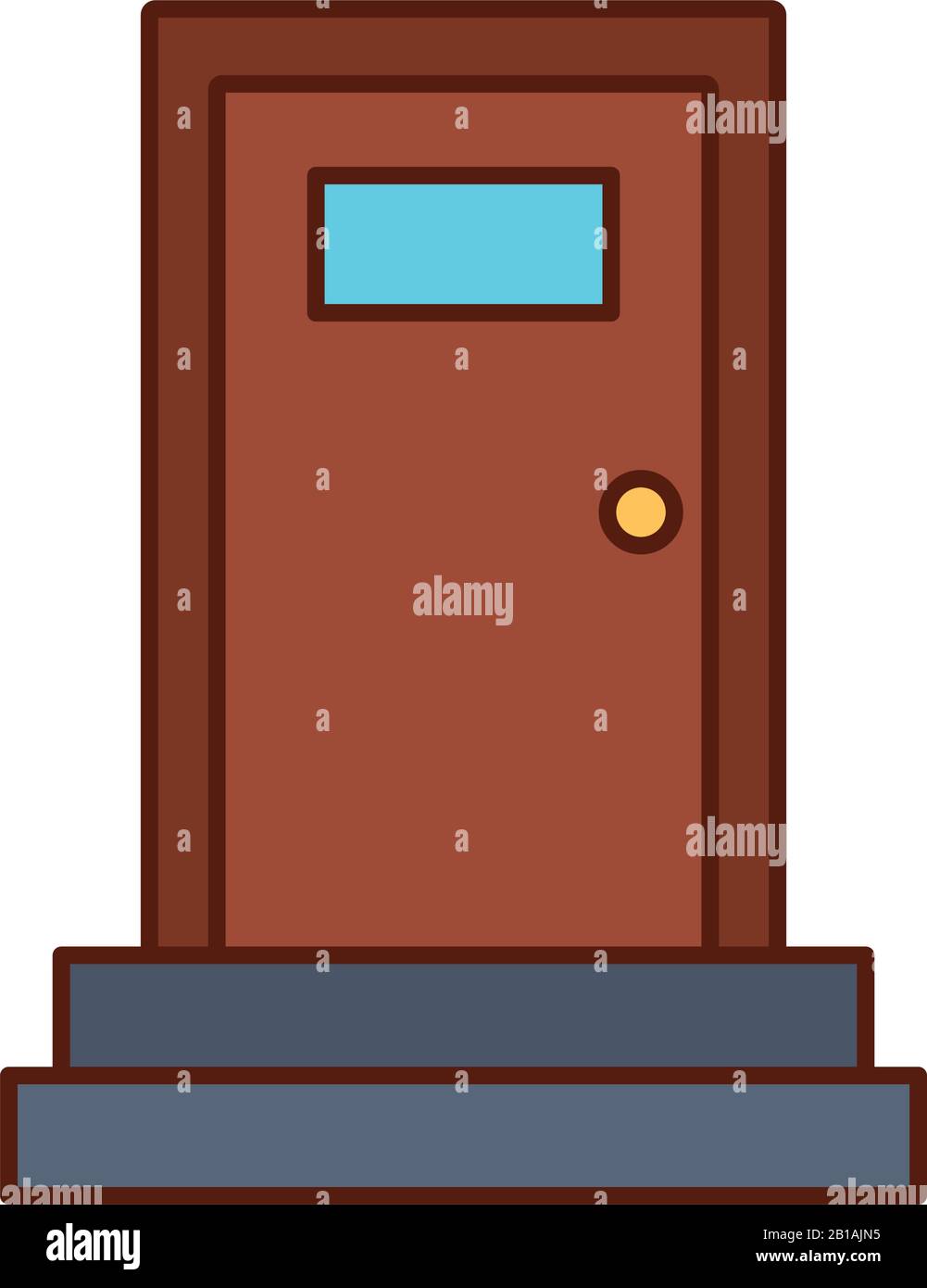 wood door line and fill style icon design, Home room decoration ...