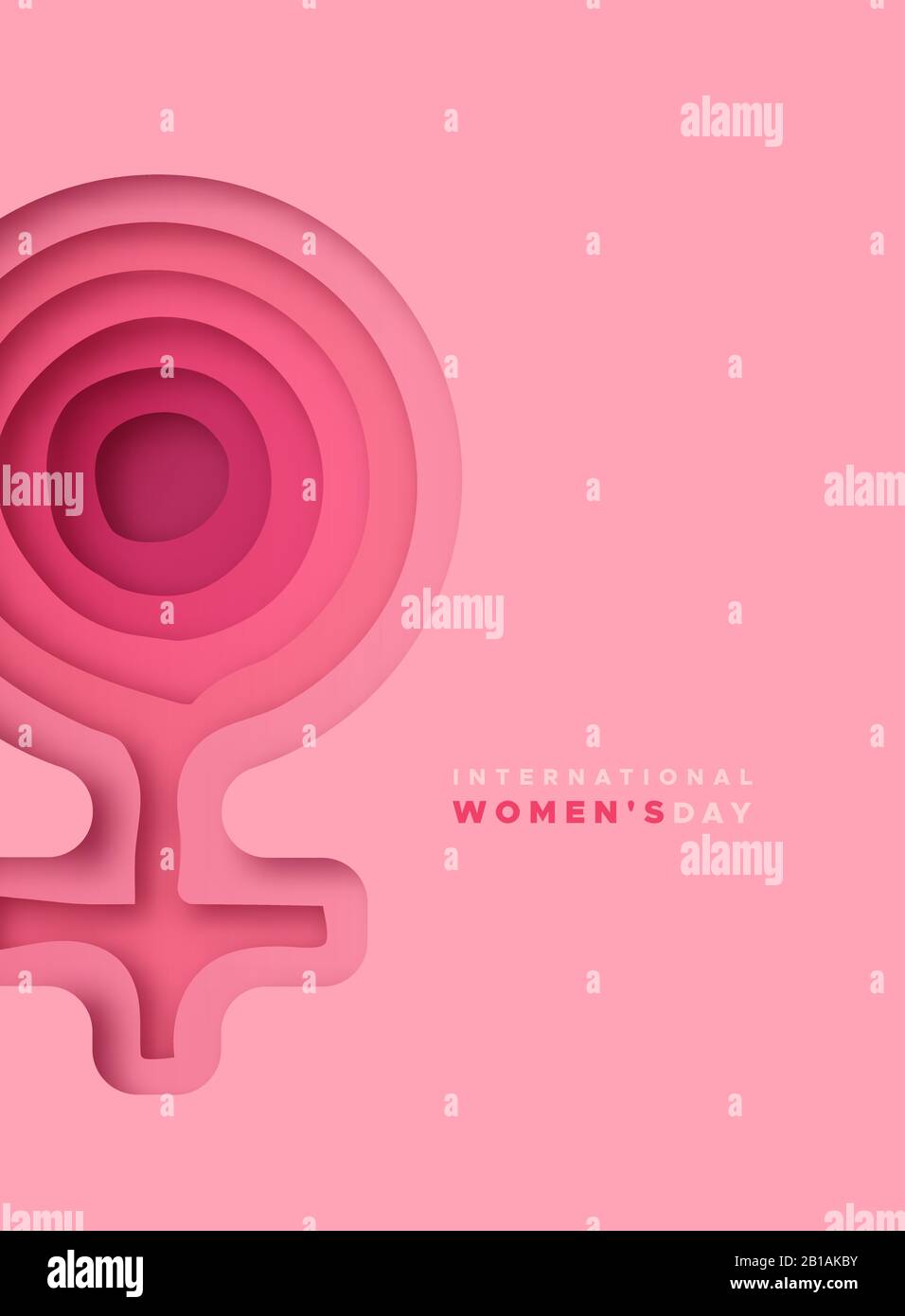 International women's Day cutout greeting card illustration of pink ...