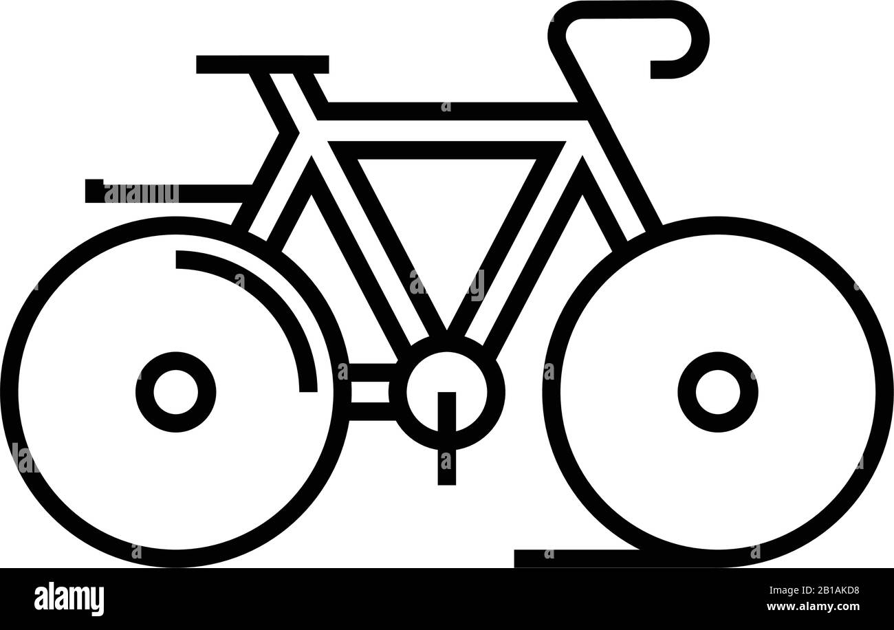 Cycling around line icon, concept sign, outline vector illustration ...
