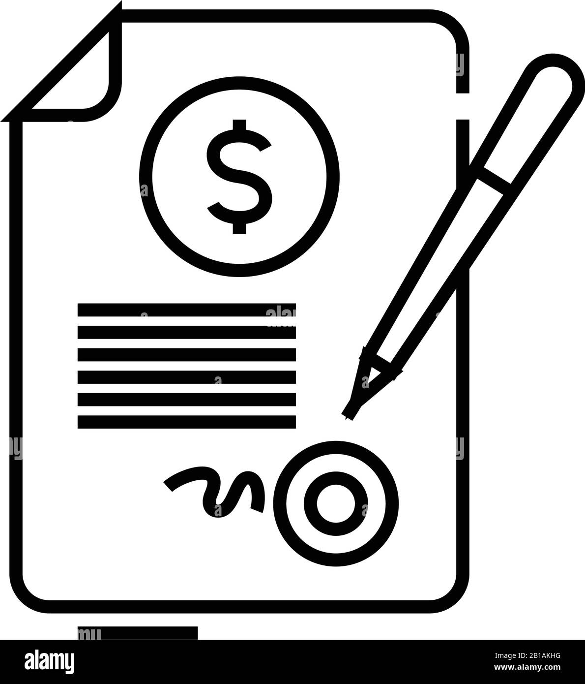 Contract line icon, concept sign, outline vector illustration, linear ...