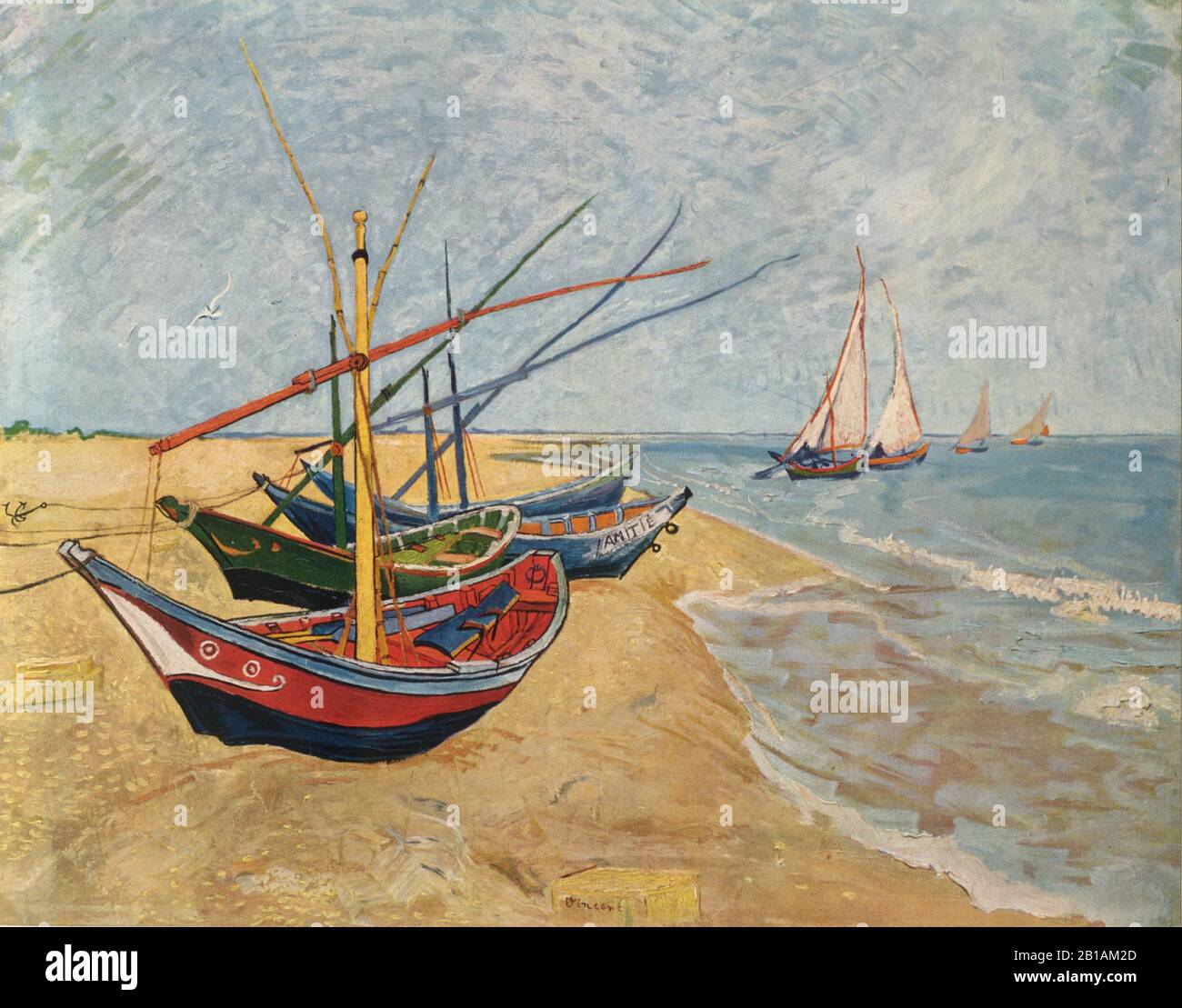 Fishing Boats on the Beach at Saintes-Maries 1888 painting by Vincent ...