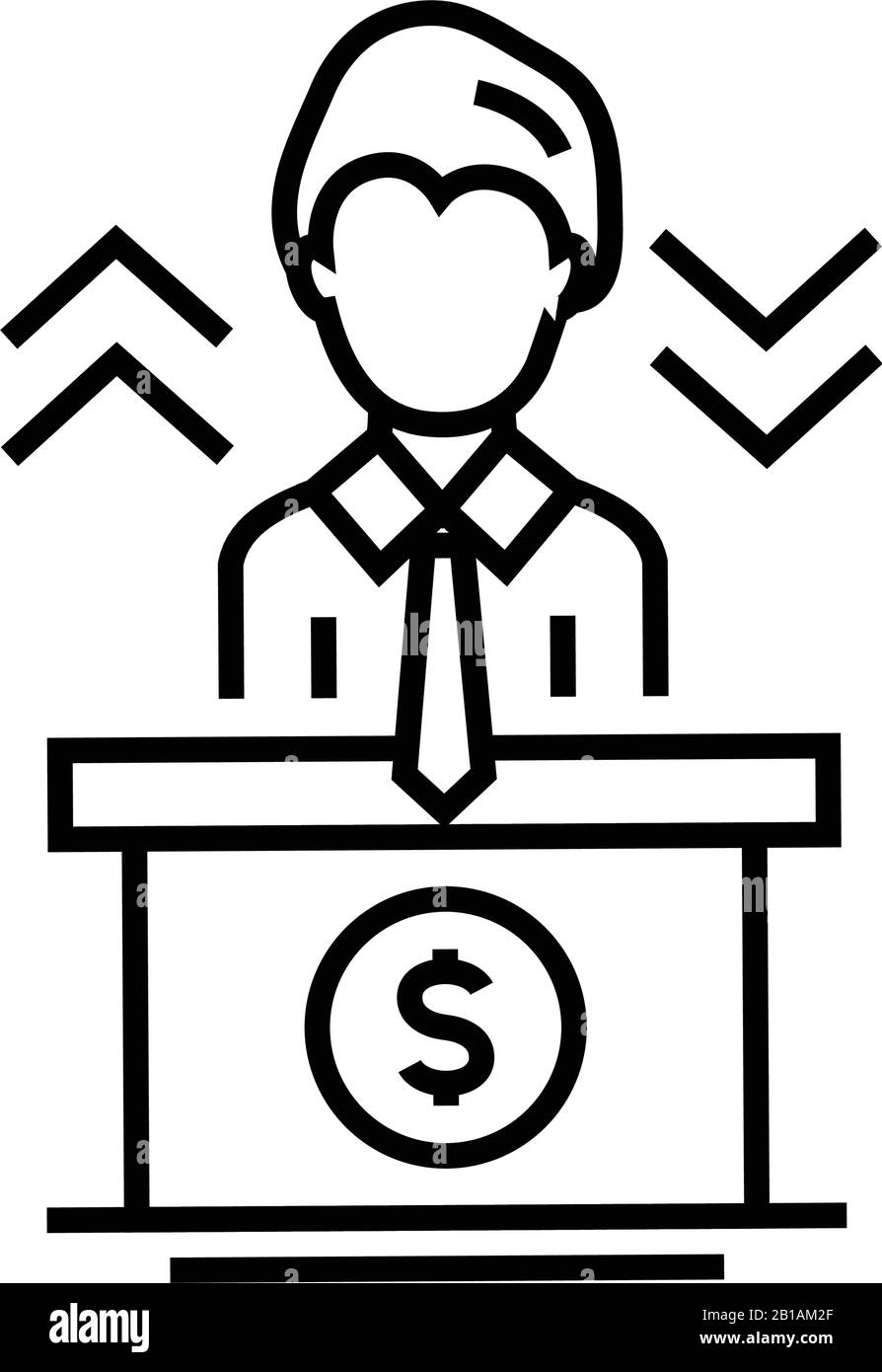 Director work line icon, concept sign, outline vector illustration ...