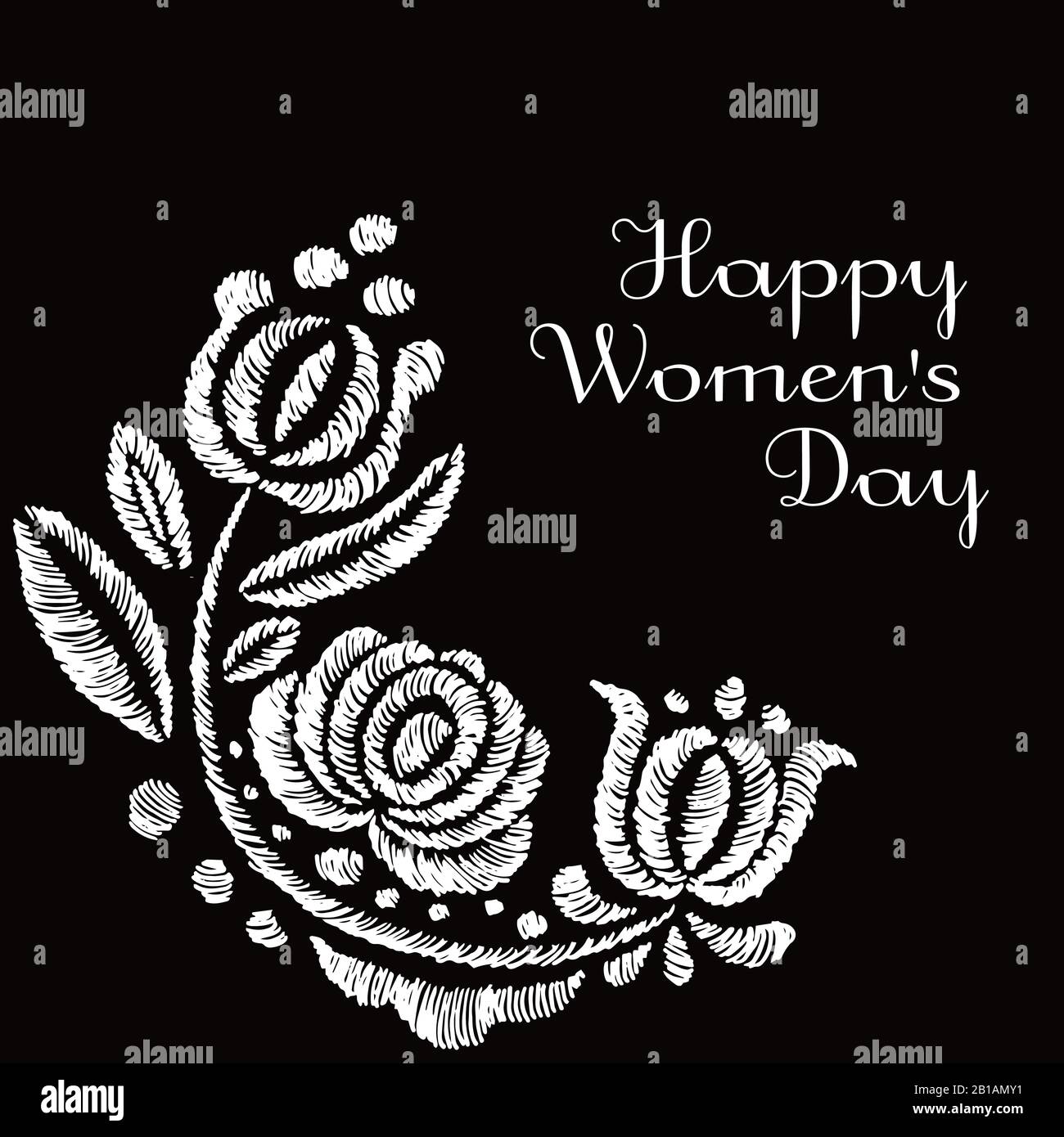 Greeting card to the international women's day. March 8. Doodle drawing ...