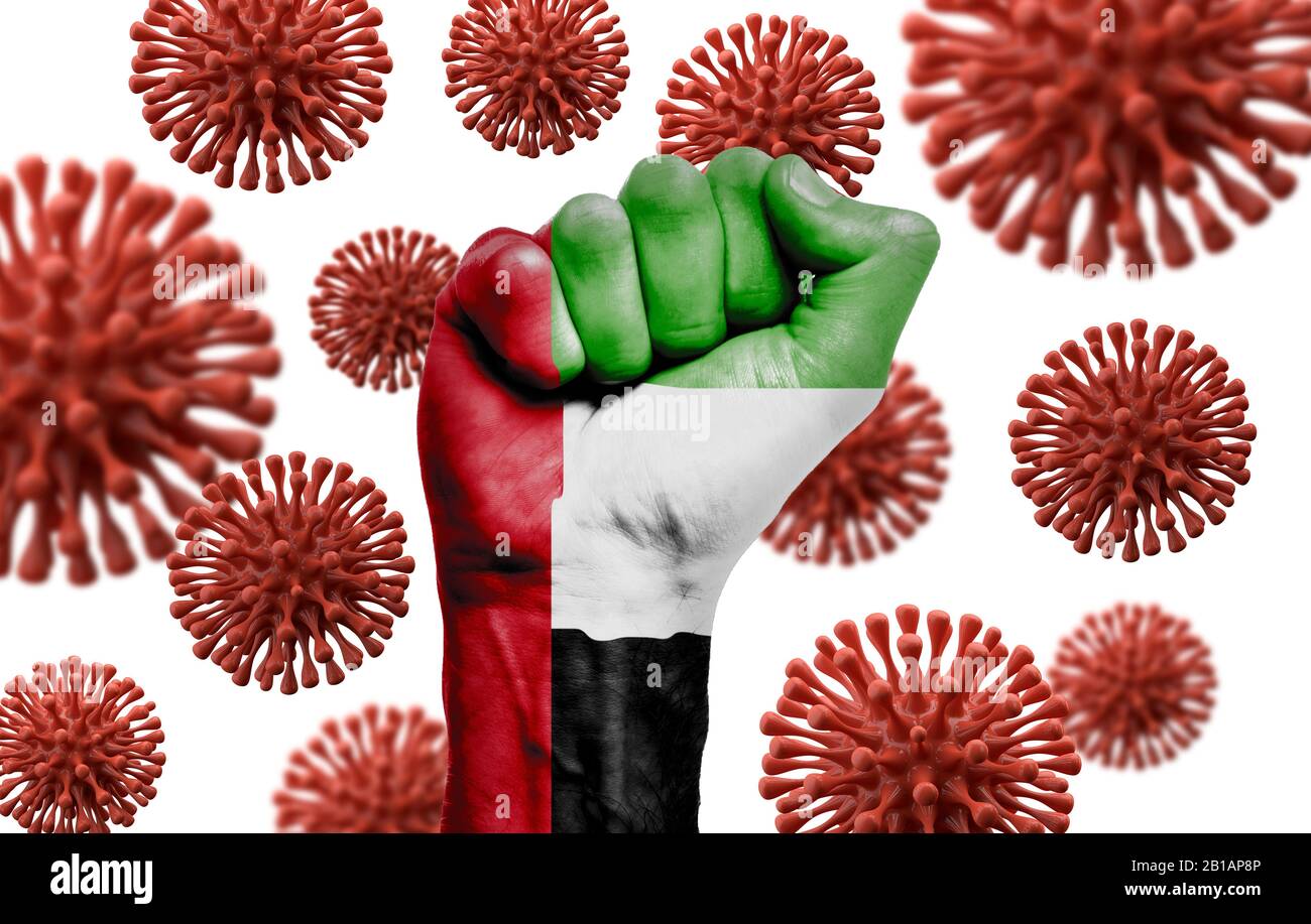 United Arab Emirates flag fist fighting off coronavius disease Stock ...