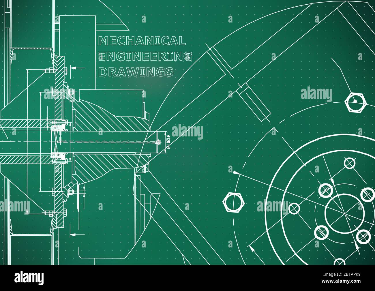 Technical illustration. Mechanical engineering. Light green background ...