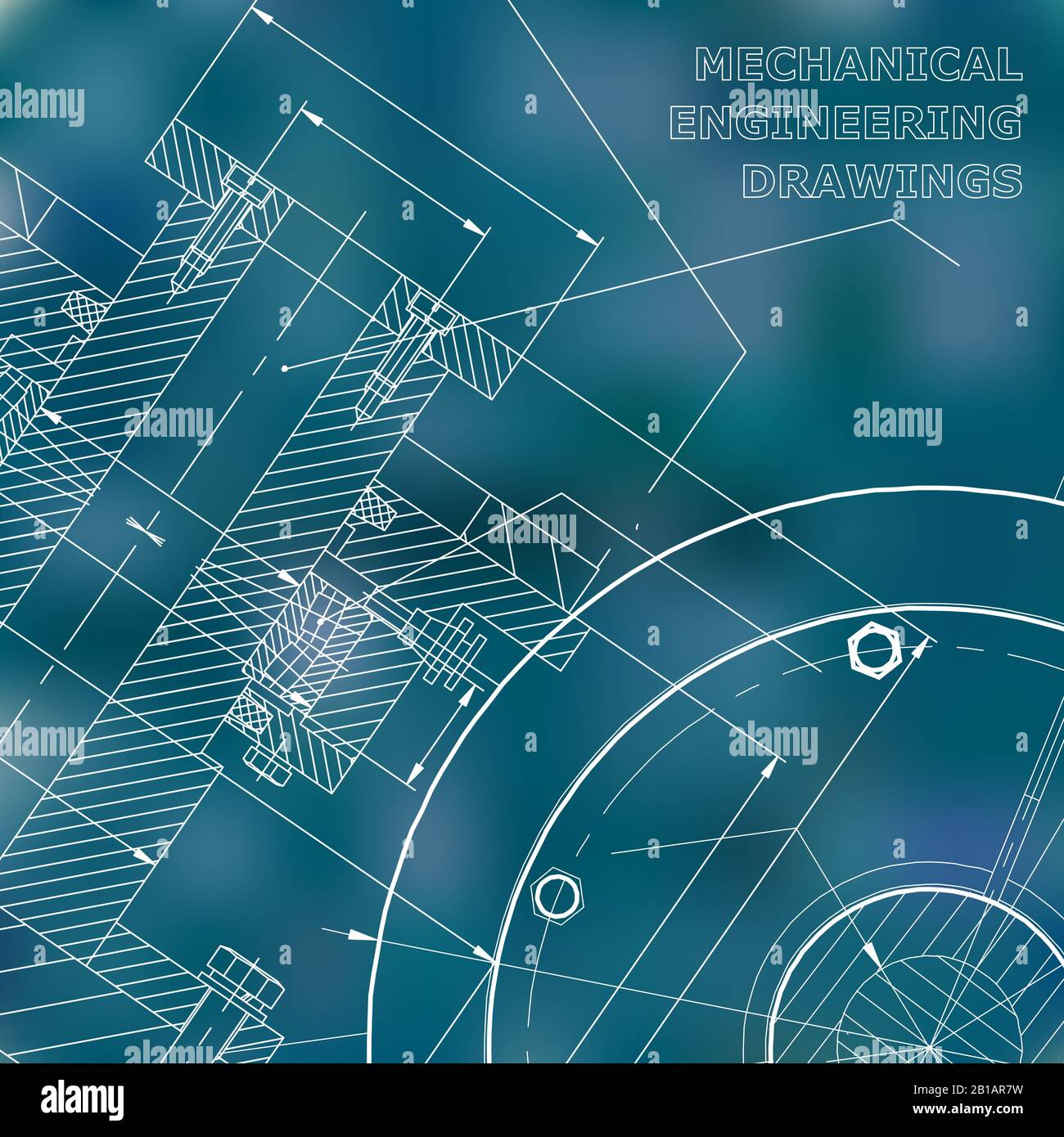 Blue background. Technical illustration. Mechanical engineering ...