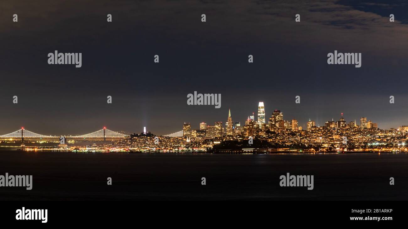 Aerial night view skyscrapers san hi-res stock photography and images ...
