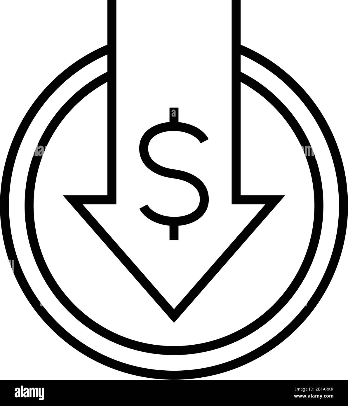 Dicrease profits line icon, concept sign, outline vector illustration, linear symbol Stock ...