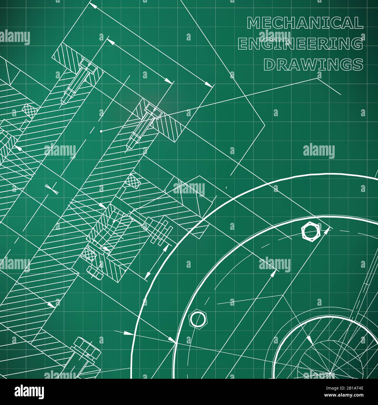 Light green background. Grid. Technical illustration. Mechanical ...