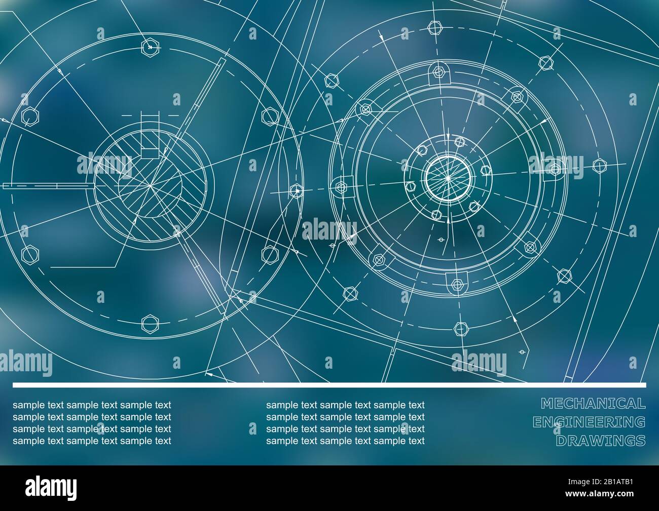 Vector Mechanical engineering drawings on a Blue background. Background ...