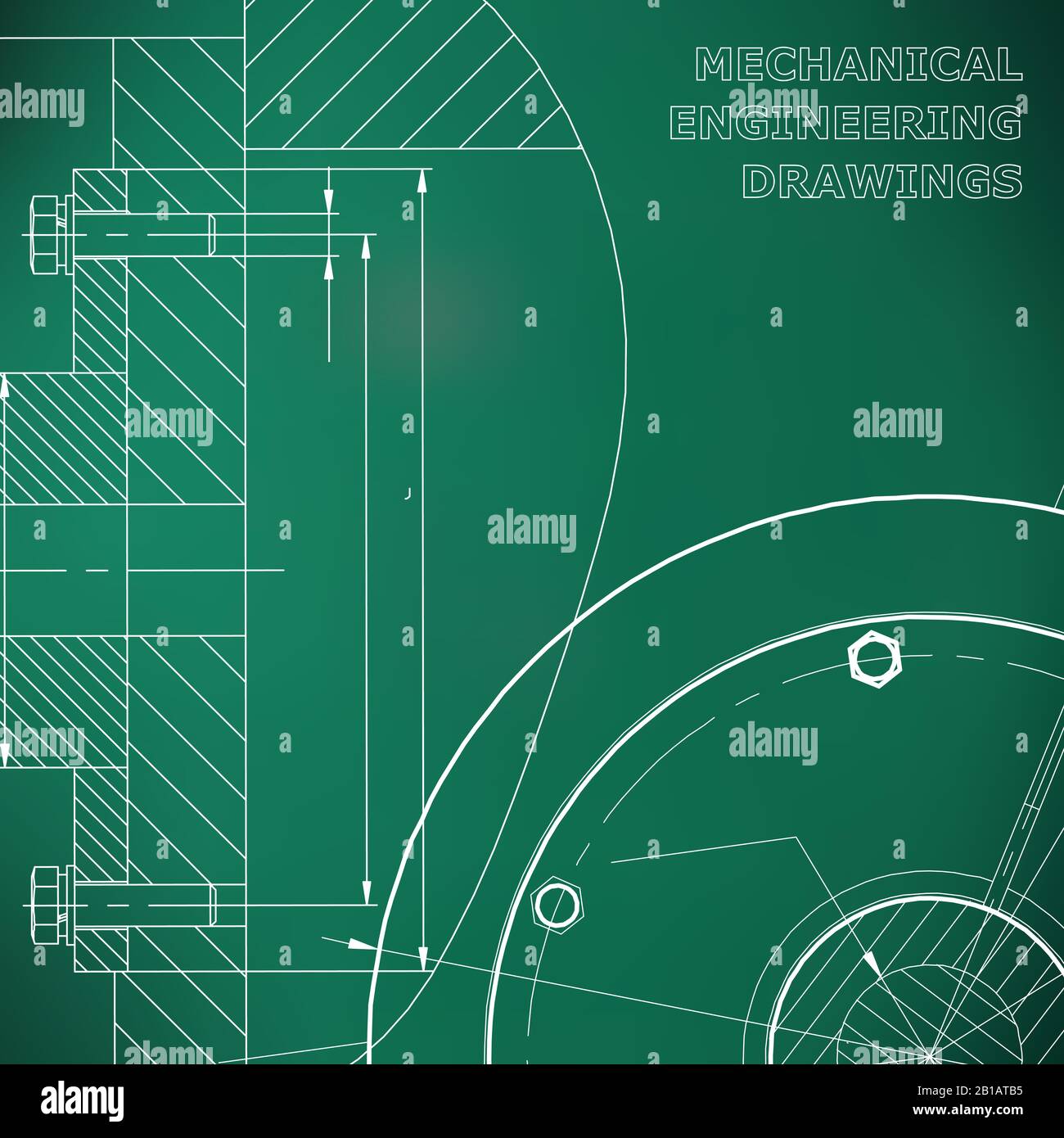 Light green background. Technical illustration. Mechanical engineering ...
