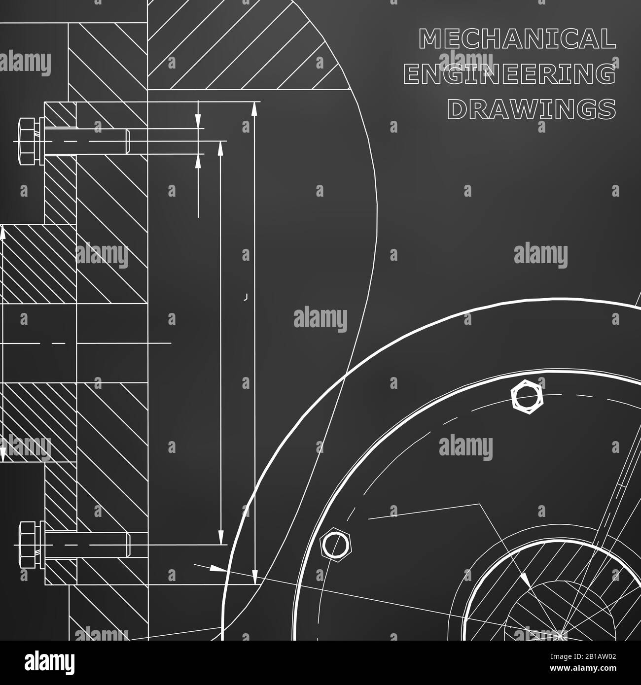 Black background. Technical illustration. Mechanical engineering ...