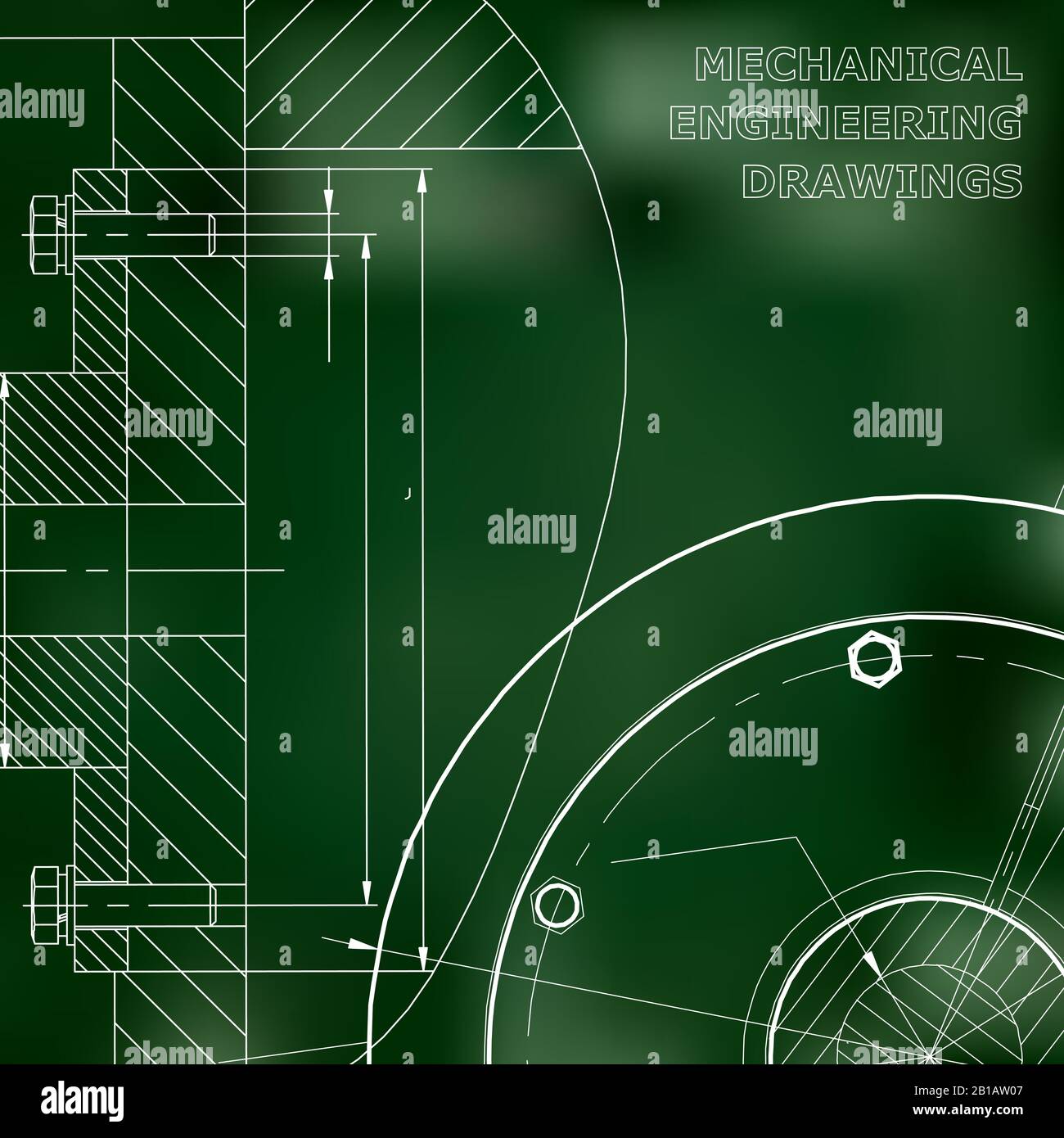 Green background. Technical illustration. Mechanical engineering ...