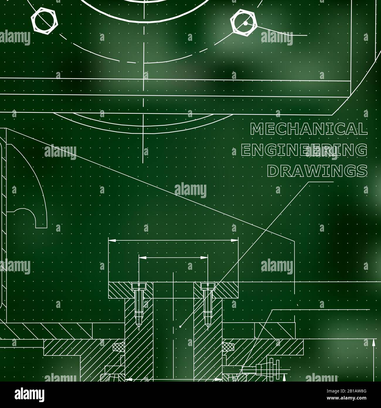 Mechanics. Technical design. Engineering style. Green background ...
