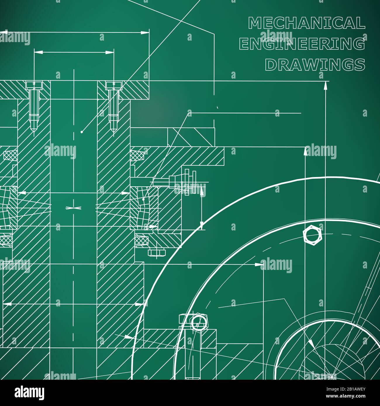 Light green background. Technical illustration. Mechanical engineering ...