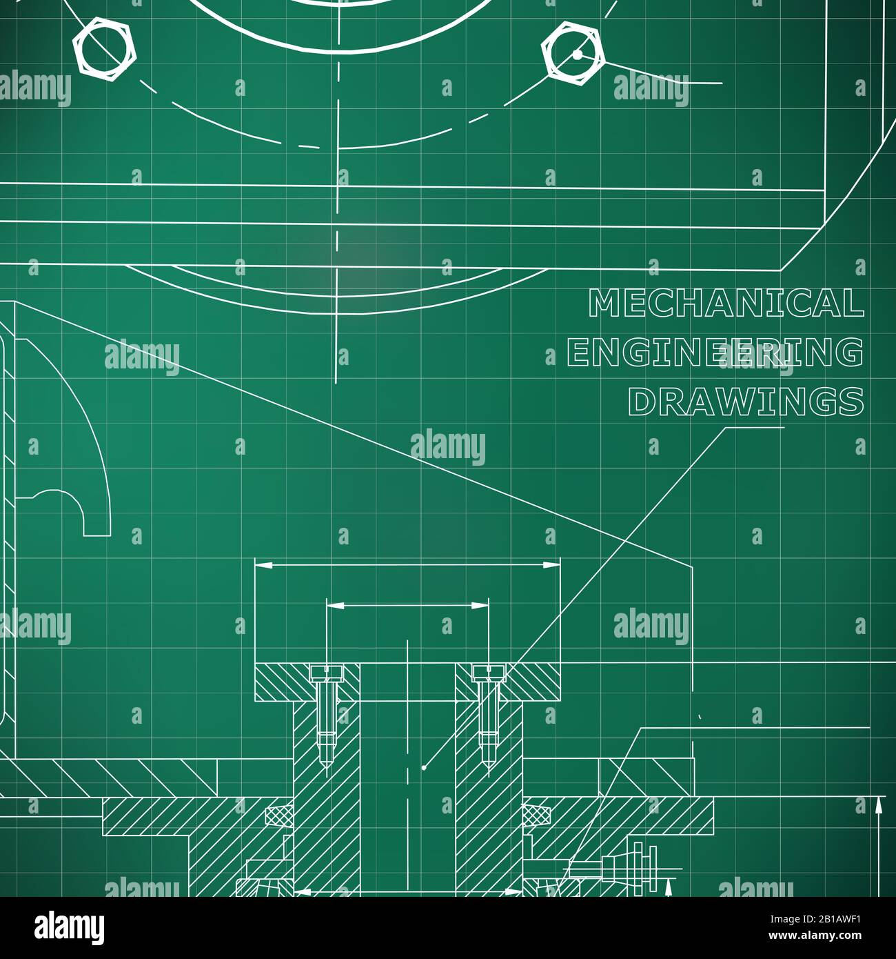 Mechanics. Technical design. Engineering style. Light green background ...