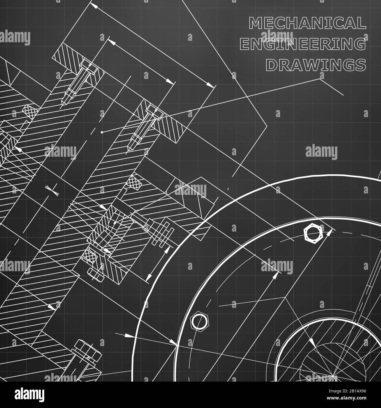Black background. Grid. Technical illustration. Mechanical engineering ...