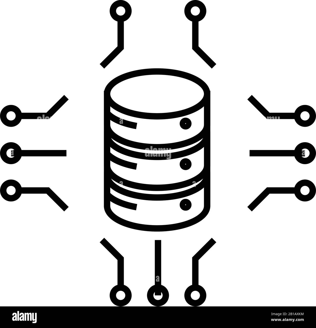 Data implementation line icon, concept sign, outline vector ...