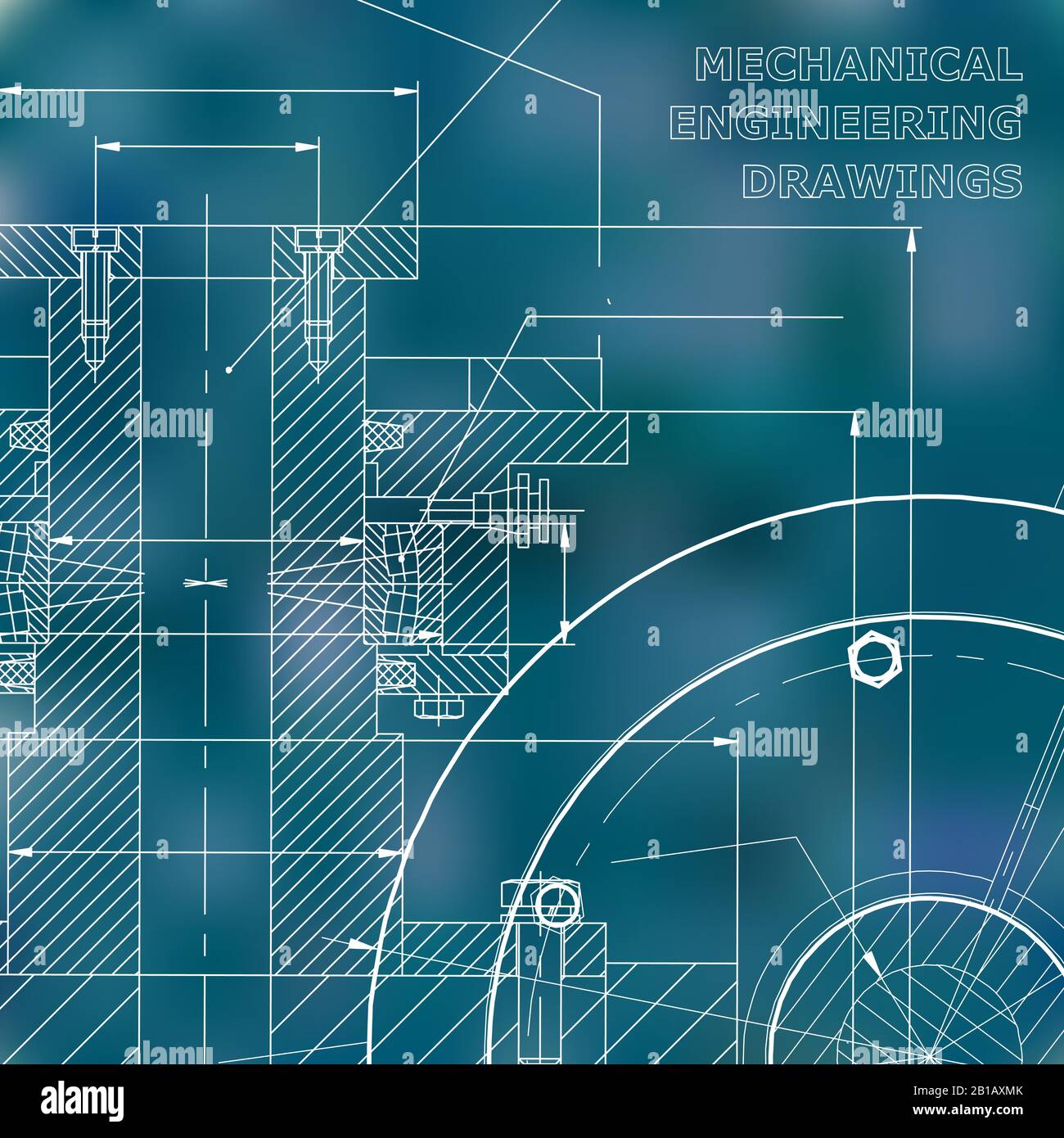 Blue background. Technical illustration. Mechanical engineering ...