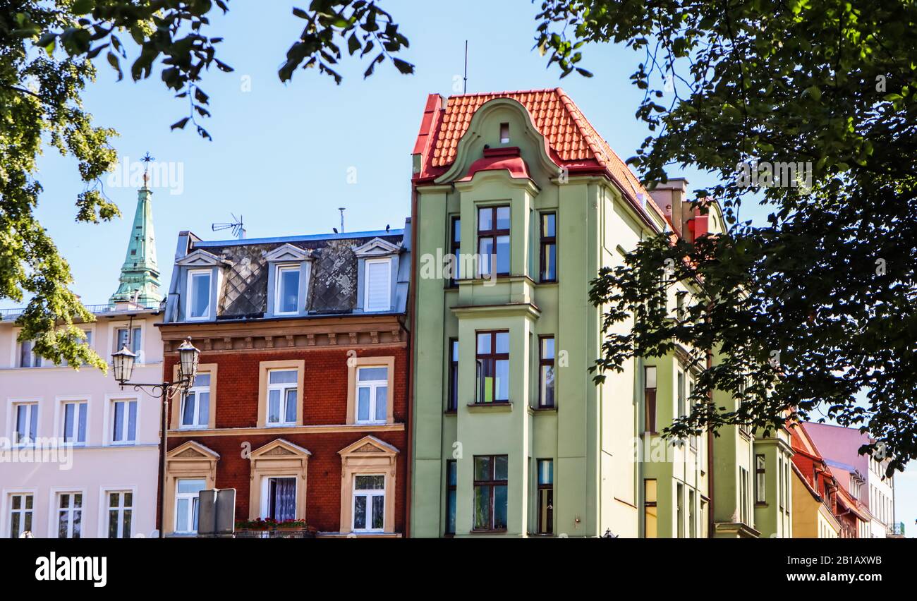 Traditional buildings of the medieval city of Torun, Poland. August ...