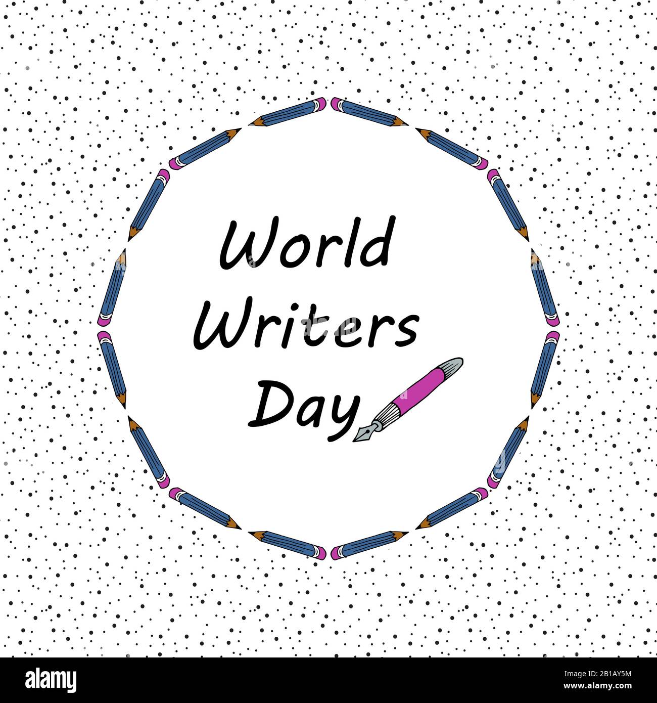 Festive pattern. World Writer Day. Postcard, banner, flyer. Greeting ...