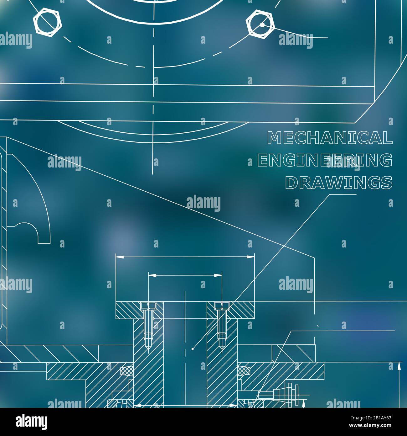 Mechanics. Technical design. Engineering style. Blue background Stock ...