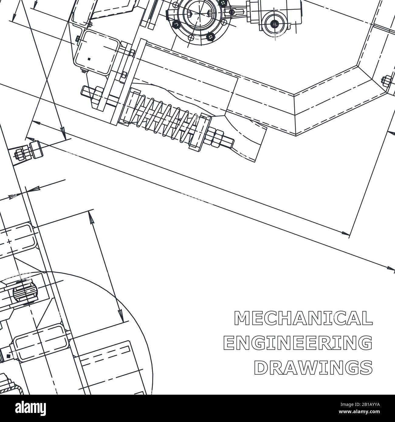 Blueprint. Vector engineering drawings. Mechanical instrument making ...