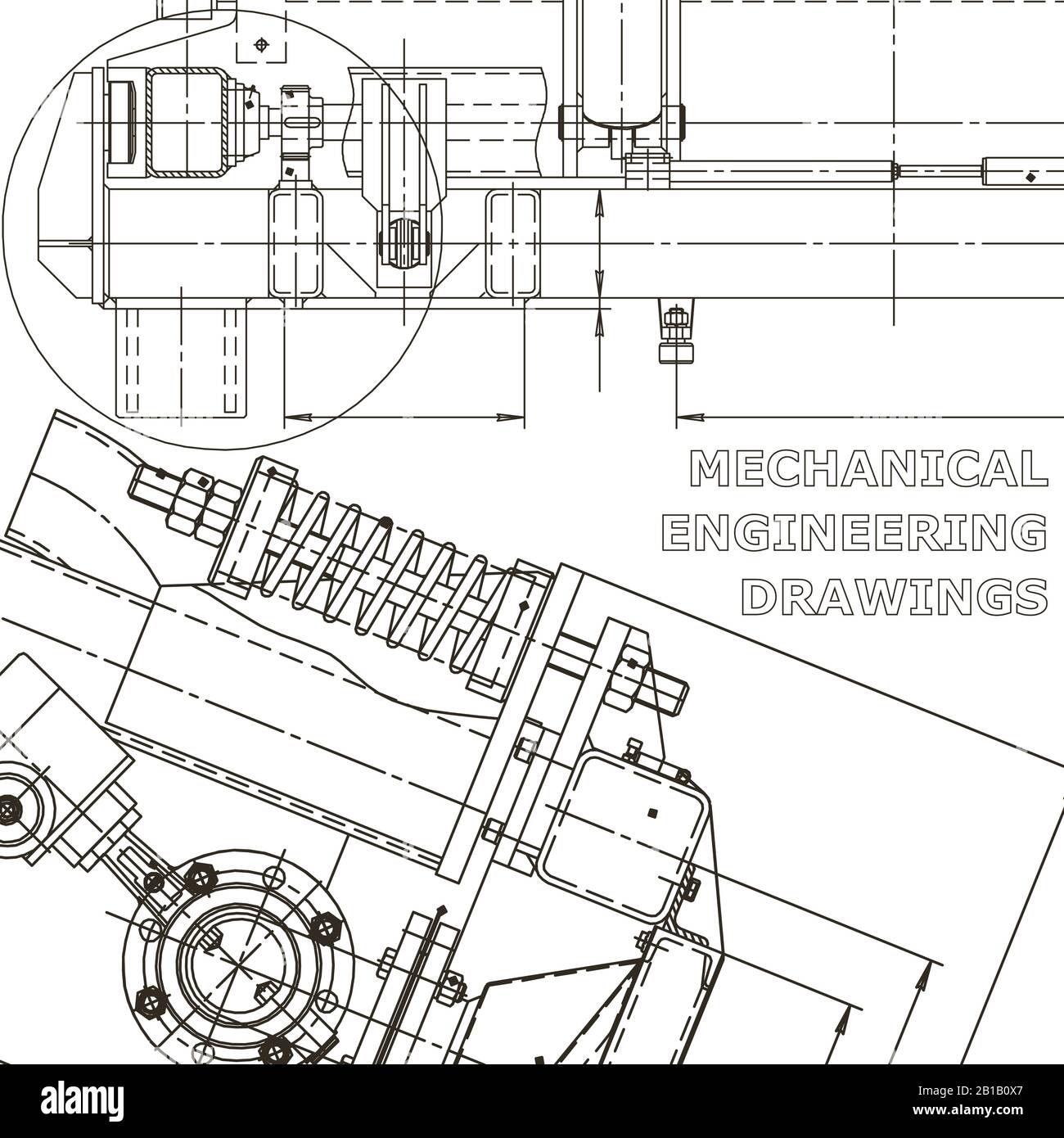 Blueprint, scheme, plan, sketch. Technical illustrations, background ...